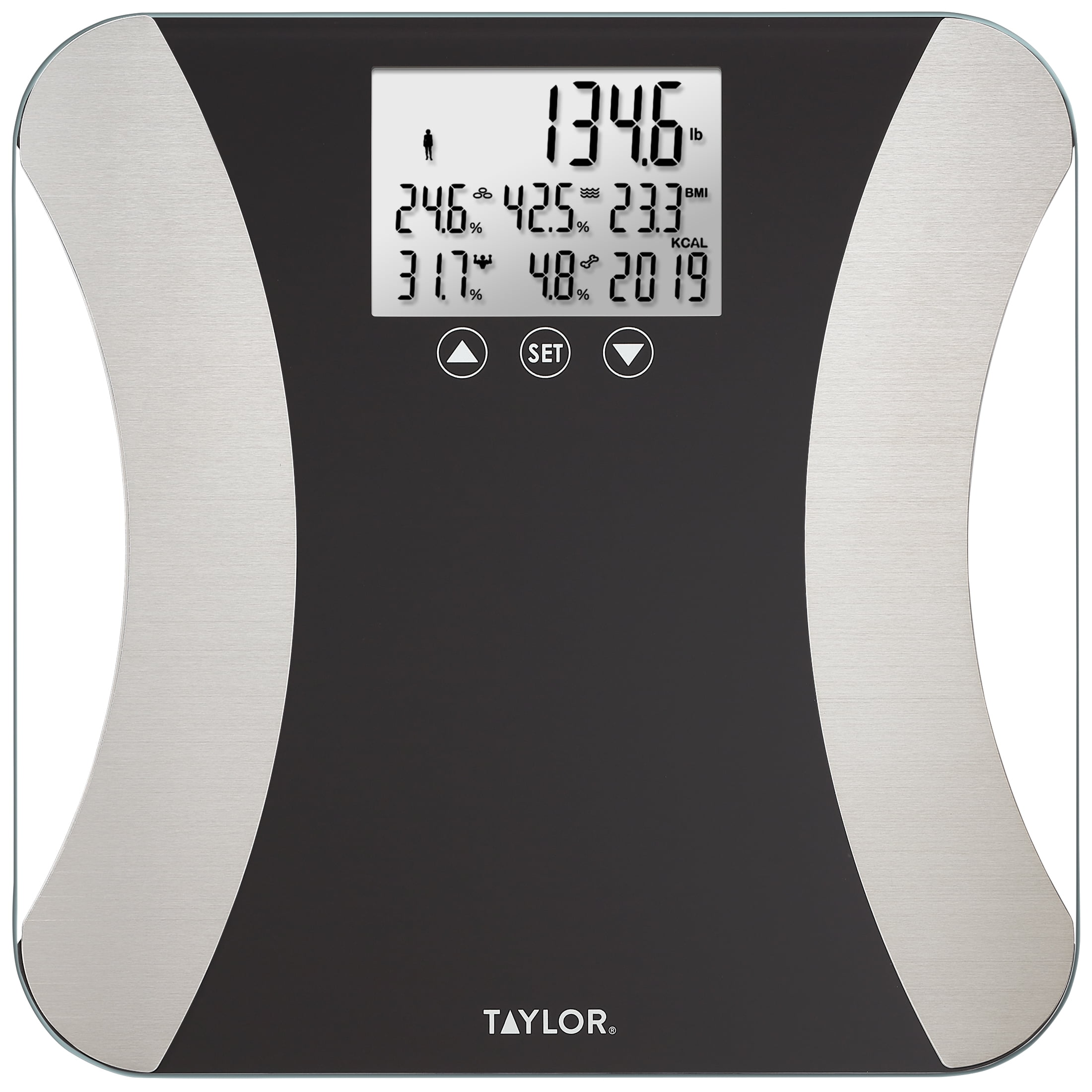 Taylor Glass LED Body Composition Scale with Quick View Readings 500lb ...