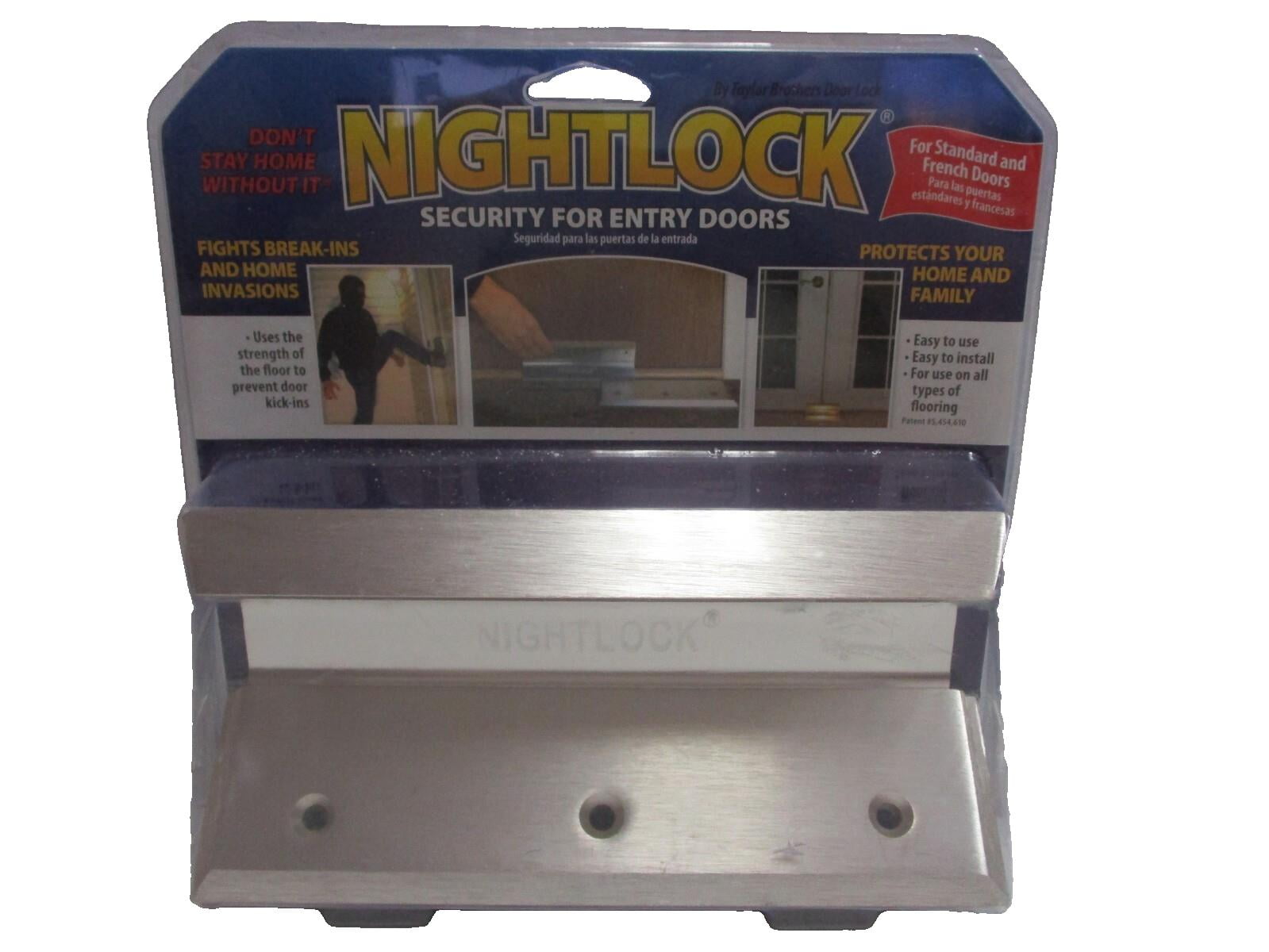 Taylor Brothers Door Barricade Nightlock Security Lock Silver Finish ...