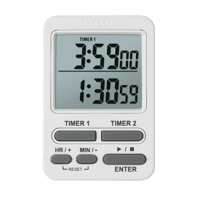 Taylor Dual Event Digital Timer with Clock White - Walmart.com