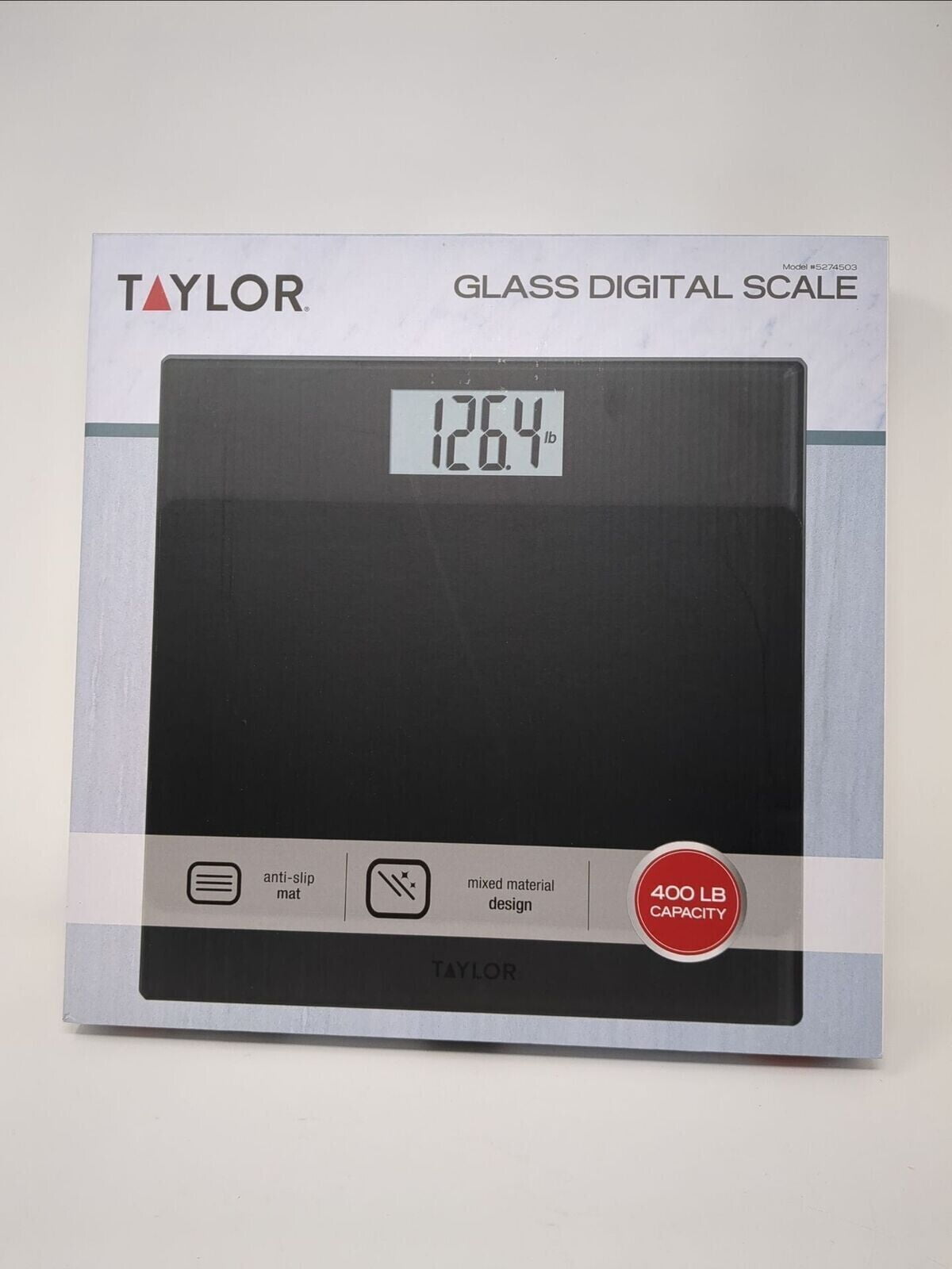 Taylor Glass Digital Scale 400 lb Capacity Anti-Slip Mat Tempered Glass ...