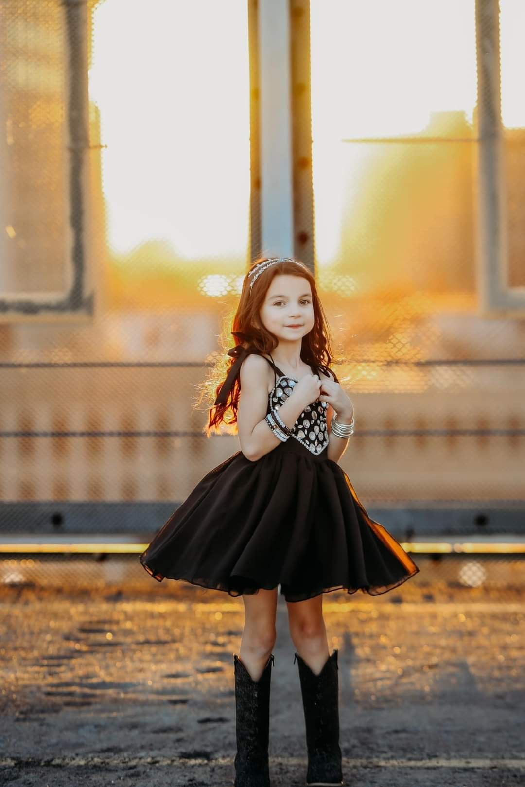 Taylor Glitter Cowgirl Western Boots Girls, Black Sparkle Size 8T ...