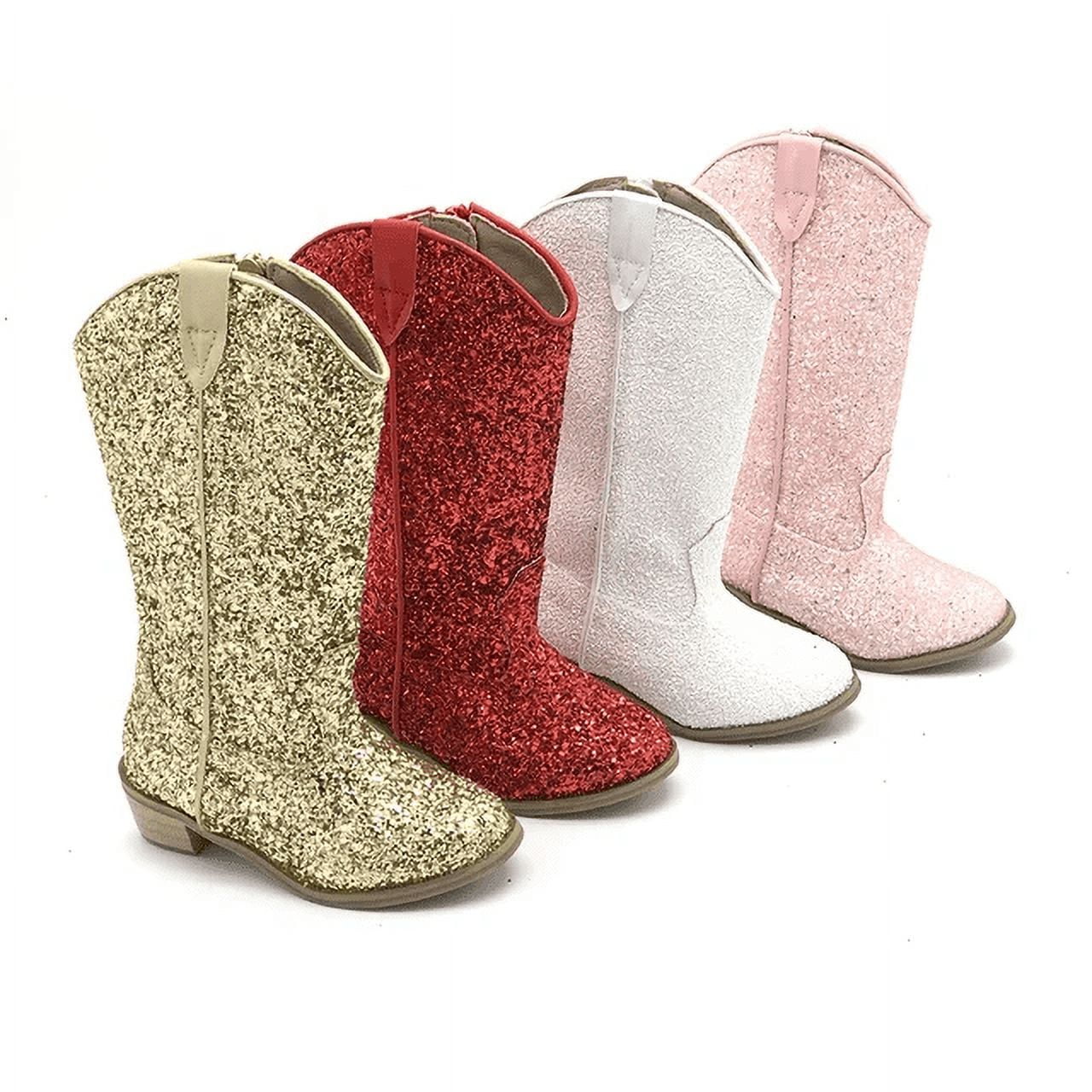 Taylor Glitter Cowgirl Western Boots Girls, Gold sparkle Size 2 youth ...