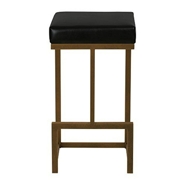 Taylor Gray Home Fortuna 30 Bar Height Metal Backless Barstool in Cantina Black Faux Leather and Copper Bisque Finish Walmart