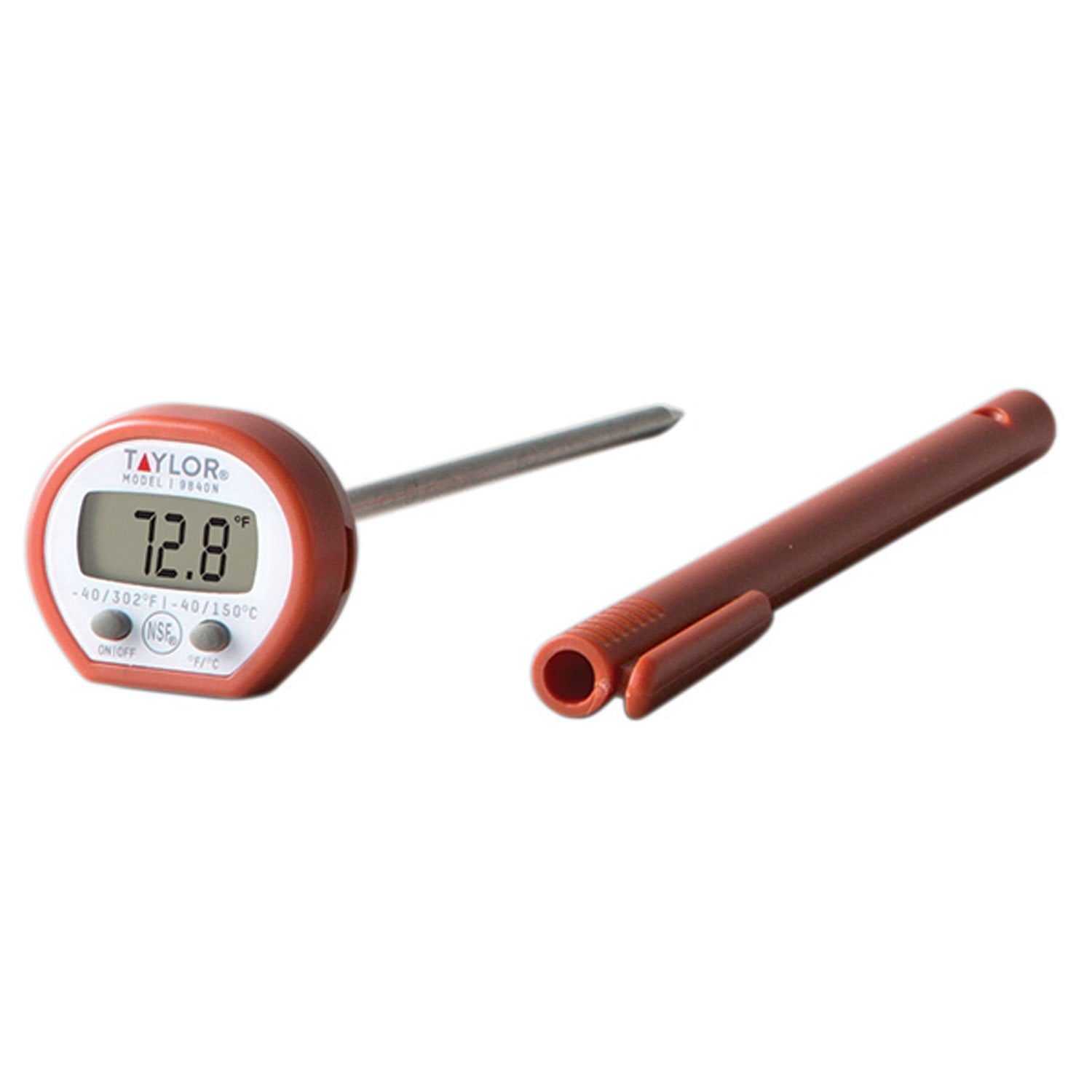 Taylor Red Digital Instant Read Meat Thermometer with Pocket Sleeve ...