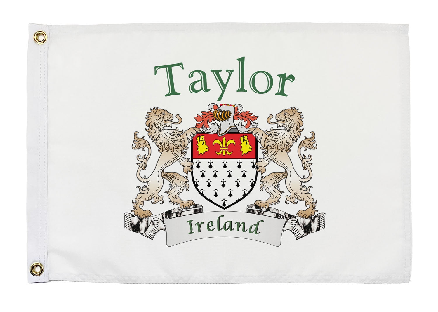 Taylor Irish Coat of Arms Small White Flag - 16"x10.5" inches - Walmart.com