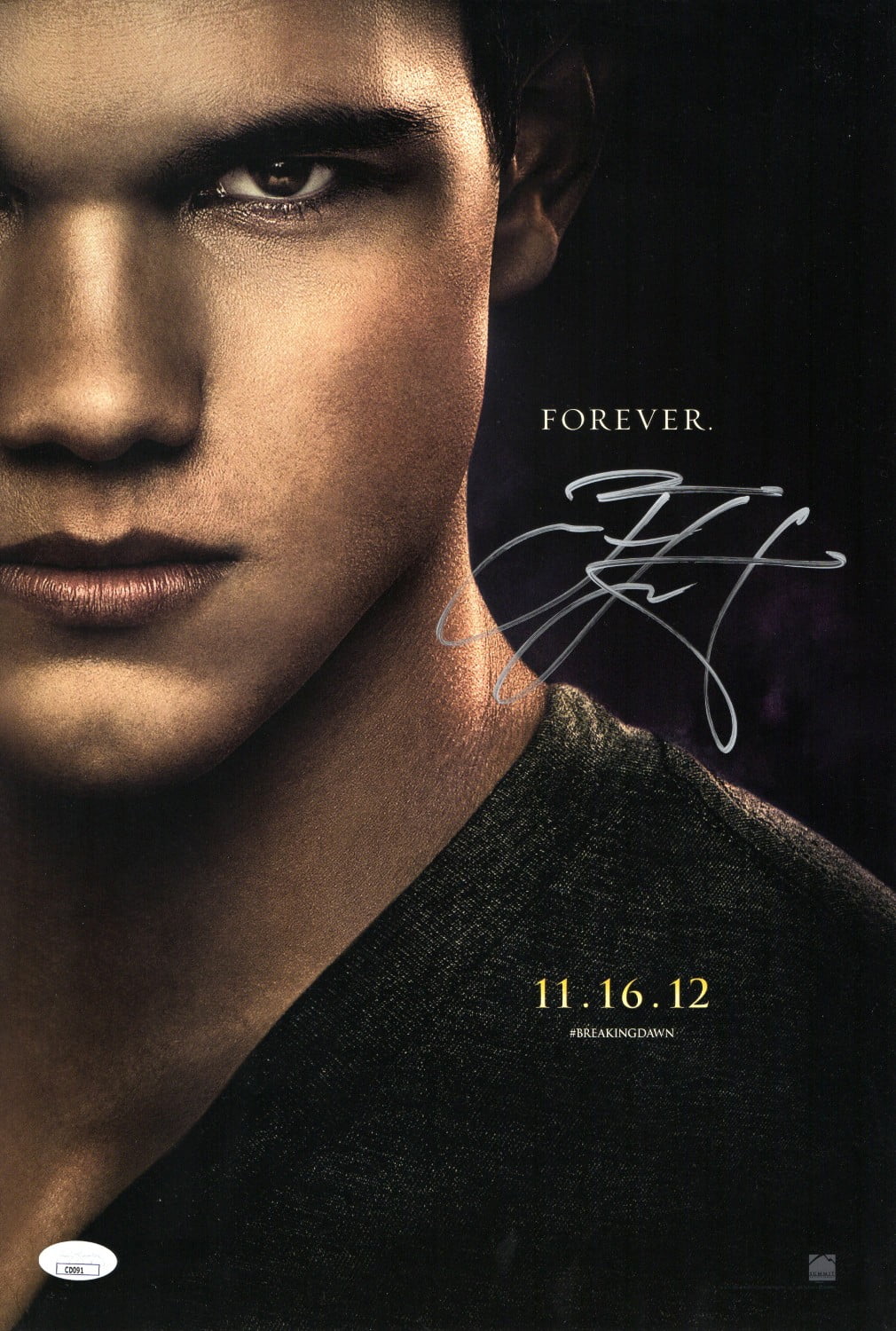 Taylor Lautner Signed Autographed 11X17 Poster Twilight Breaking Dawn ...