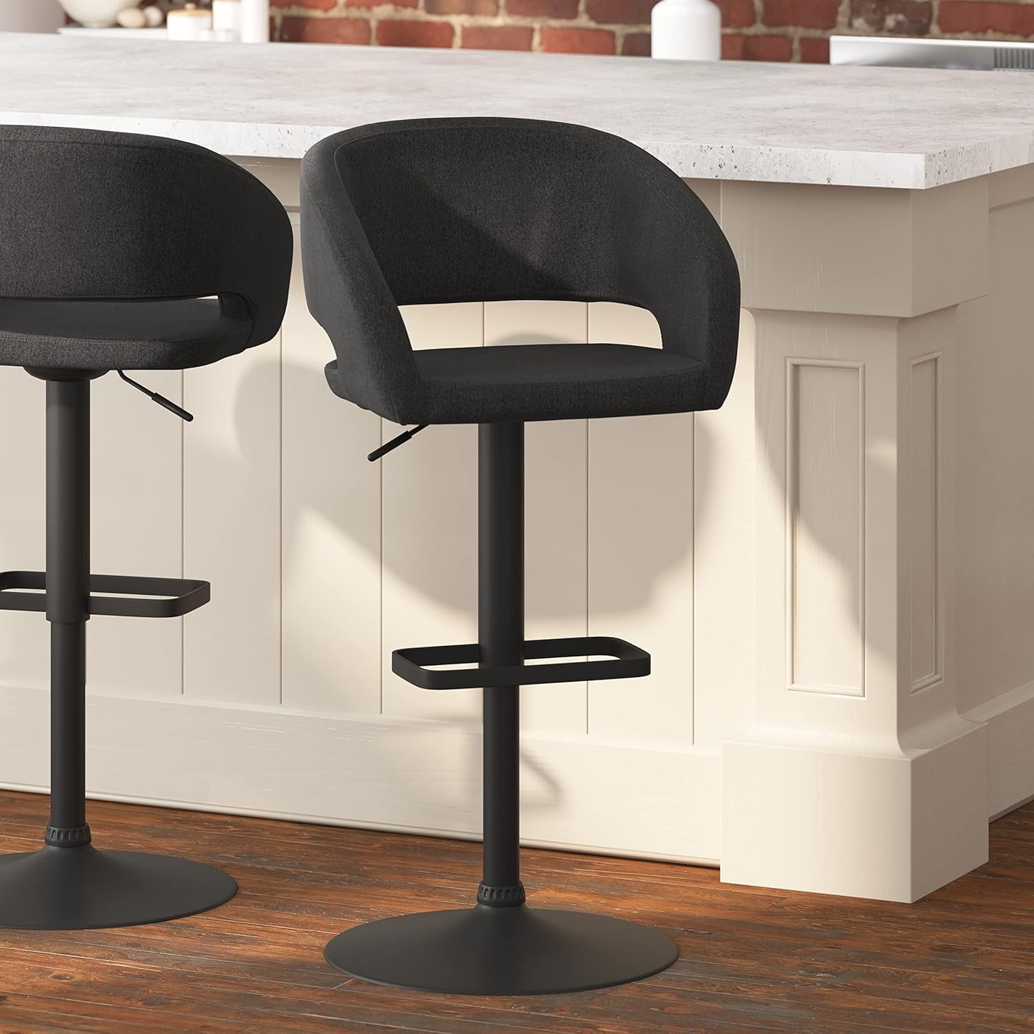 Taylor & Logan Jenna Adjustable 360 Swivel Bar Stool with Black Base in ...