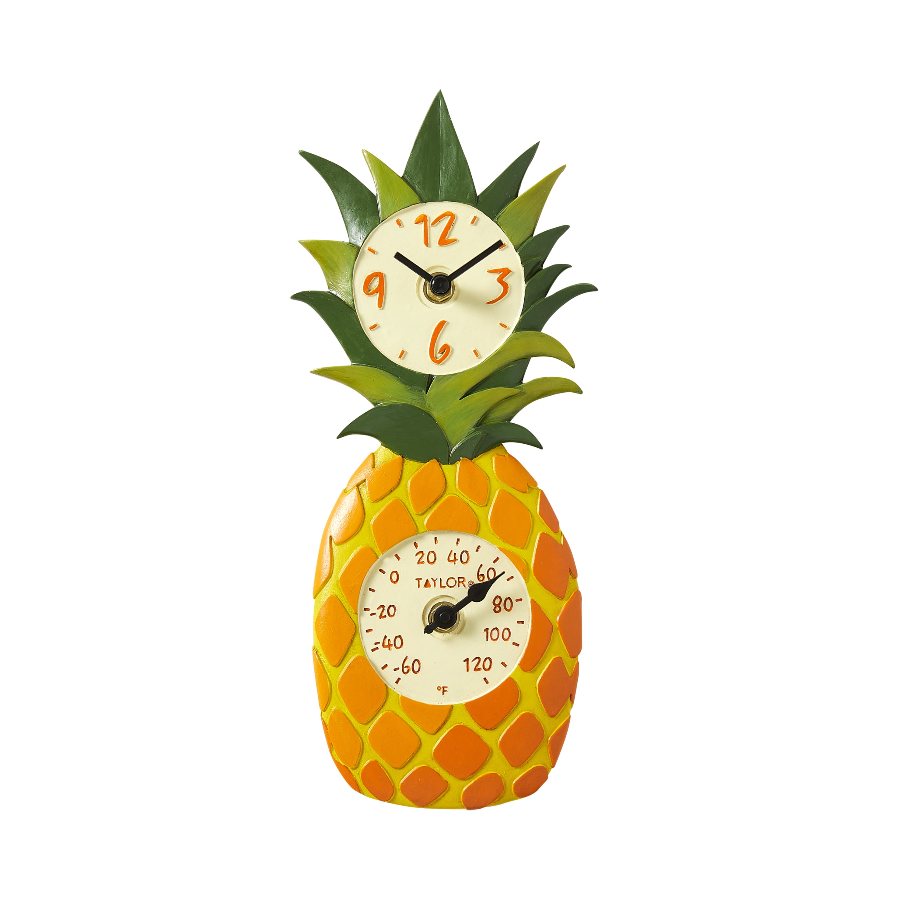 Taylor Precision Products 12-inch Pineapple Clock with Thermometer for ...