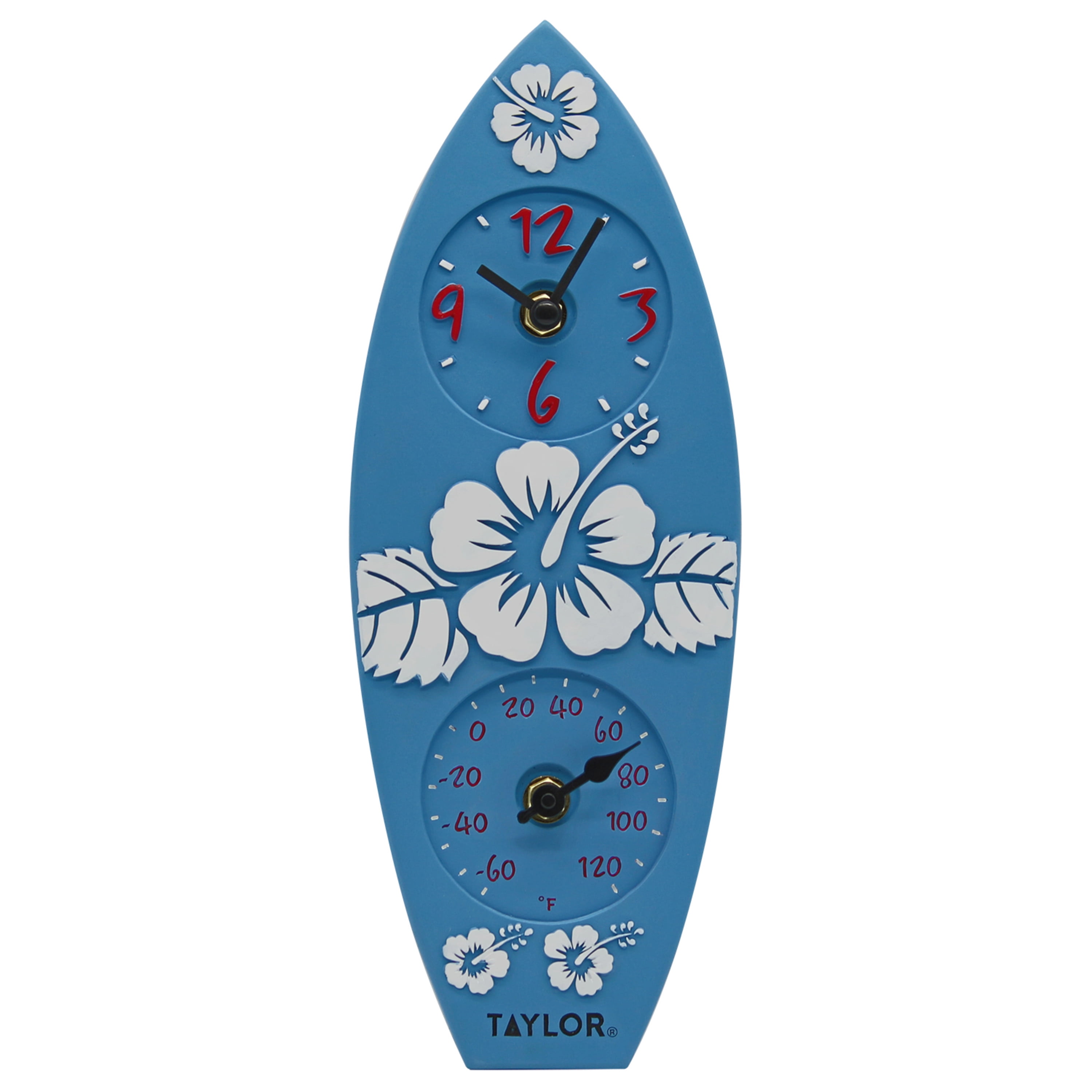 Taylor Precision Products 12-inch Surfboard Clock with Thermometer ...