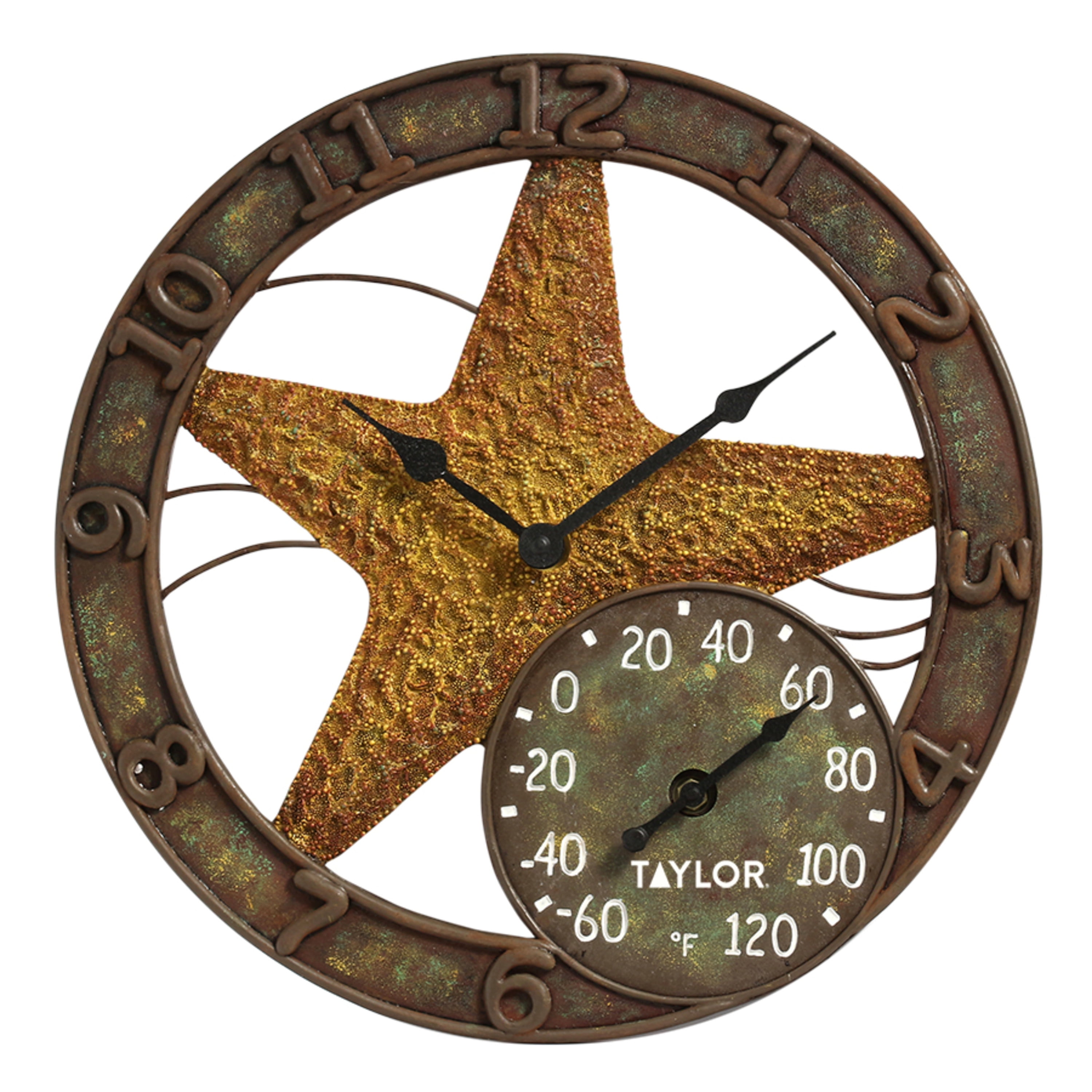 Taylor Precision Products 14-inch Starfish Clock with Thermometer ...