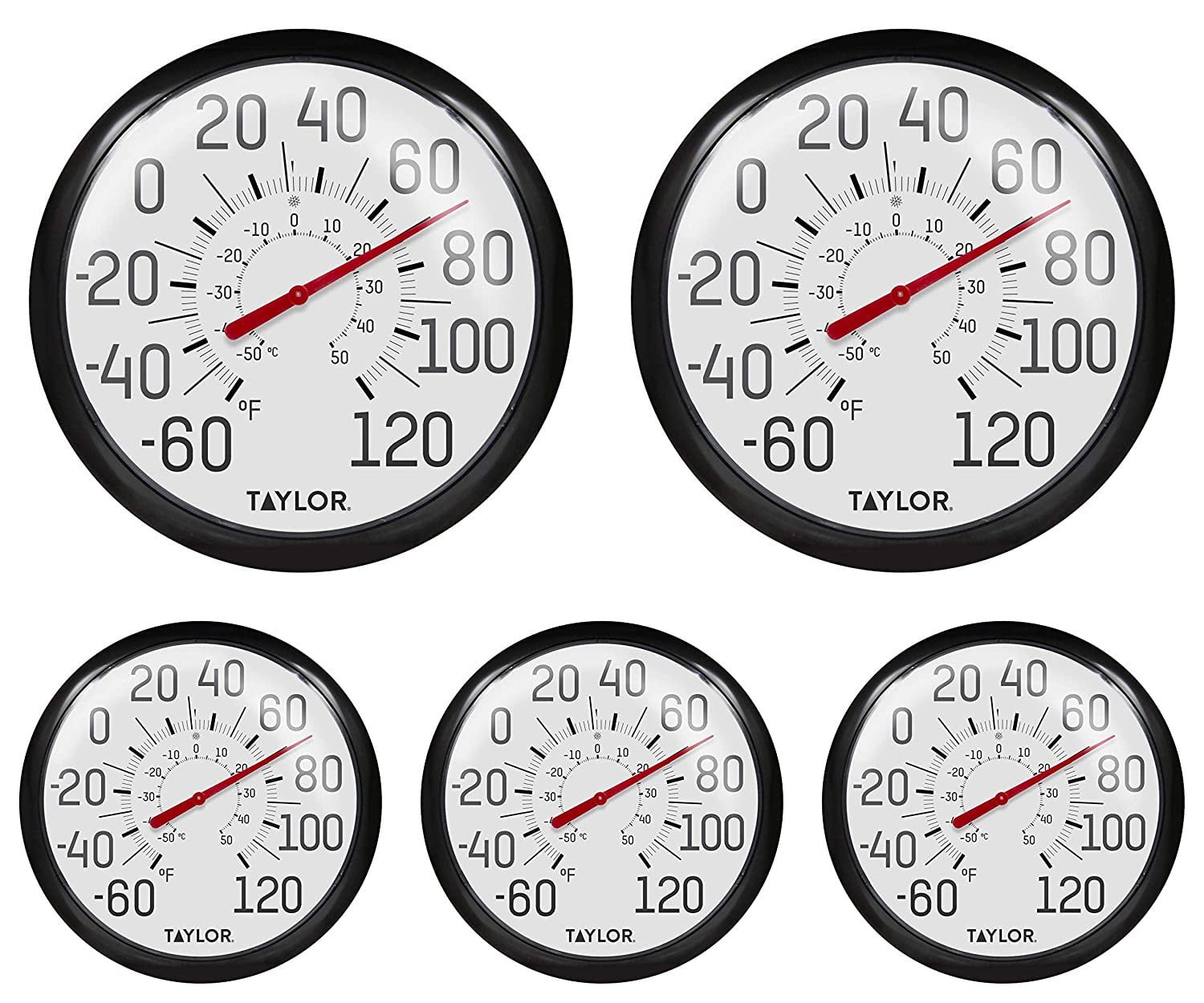 Taylor Precision Products 6700 Ez Read Dial Thermometer, Black 5 Pack ...