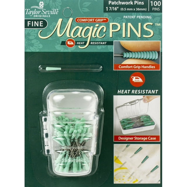 Taylor Seville Fine Magic Pins - Patchwork 100/Pkg-W/Designer Storage ...