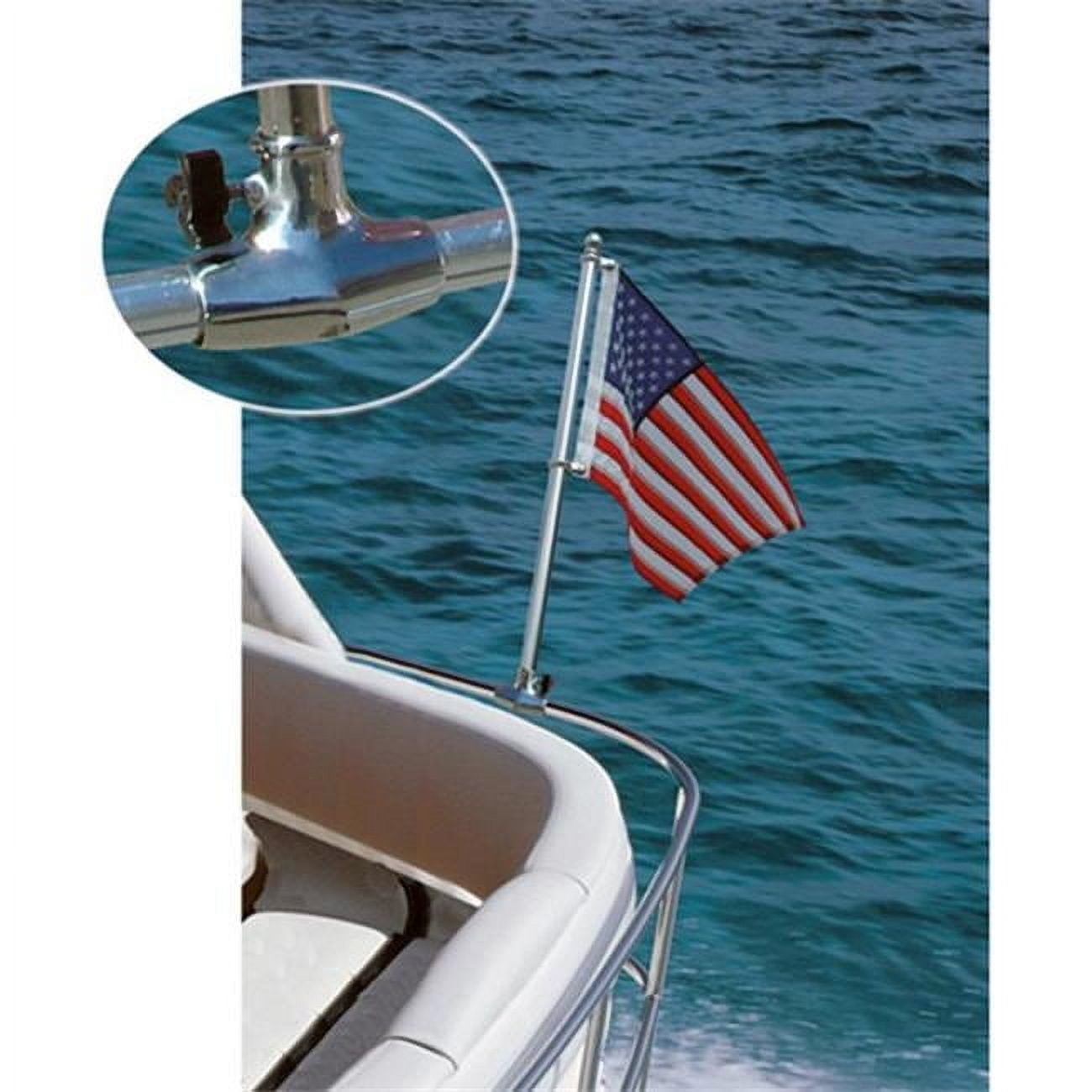 Taylor Stainless Steel Rail Mount Flag Pole Socket for 1" Diameter Flag ...