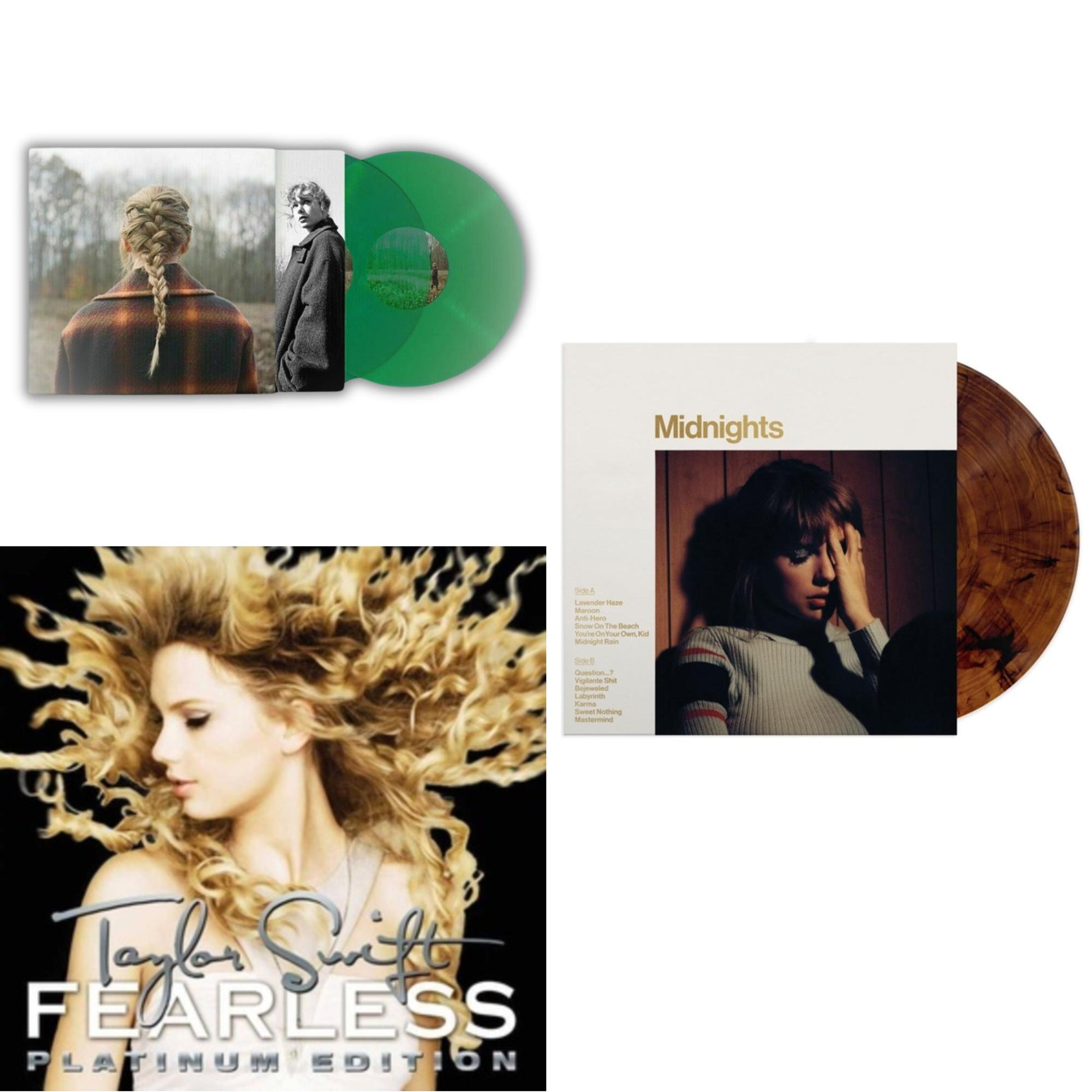 Taylor Swift - Evermore (Translucent Green Vinyl/2LP) & Fearless ...