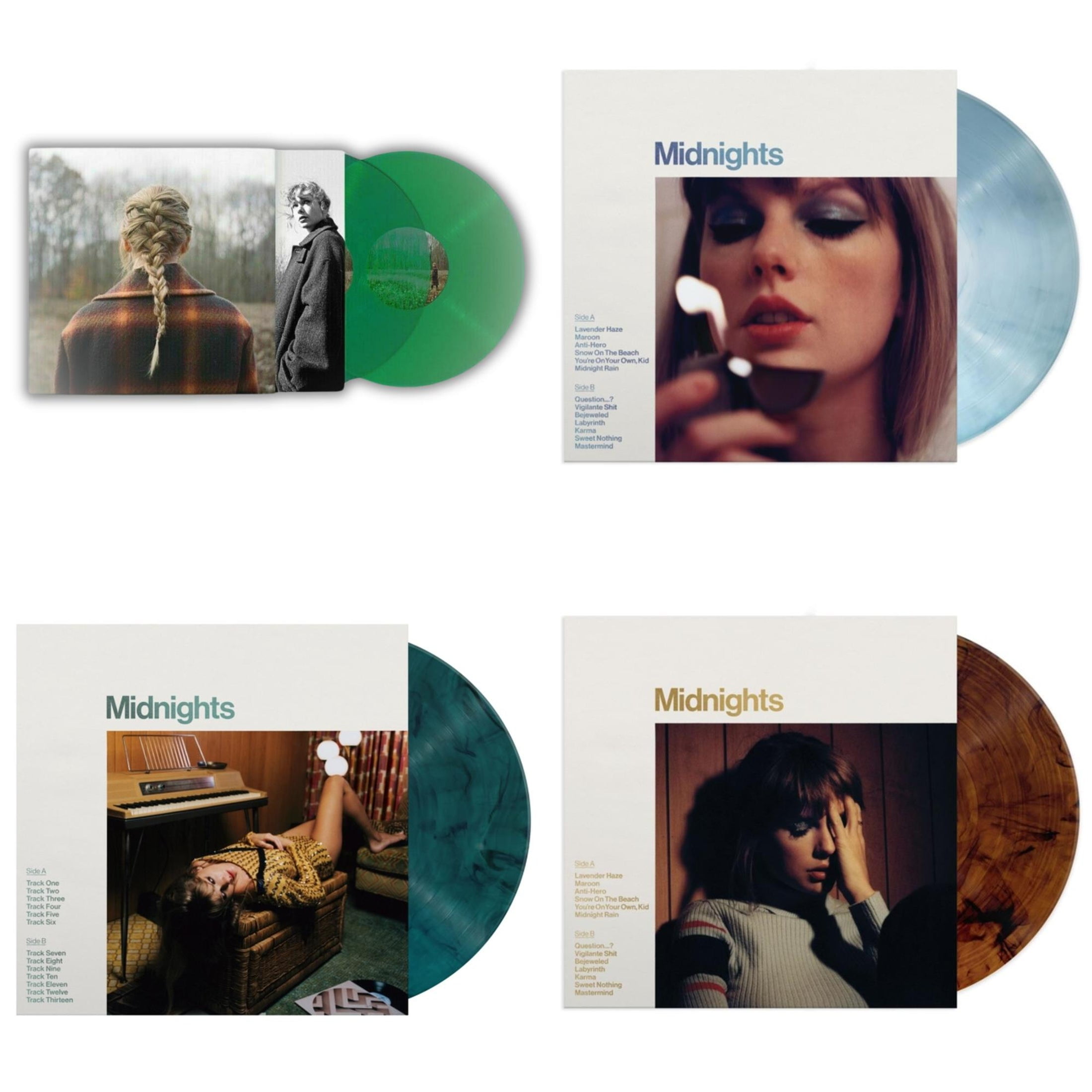Taylor Swift - Evermore (Translucent Green Vinyl/2LP) & Midnights (X ...