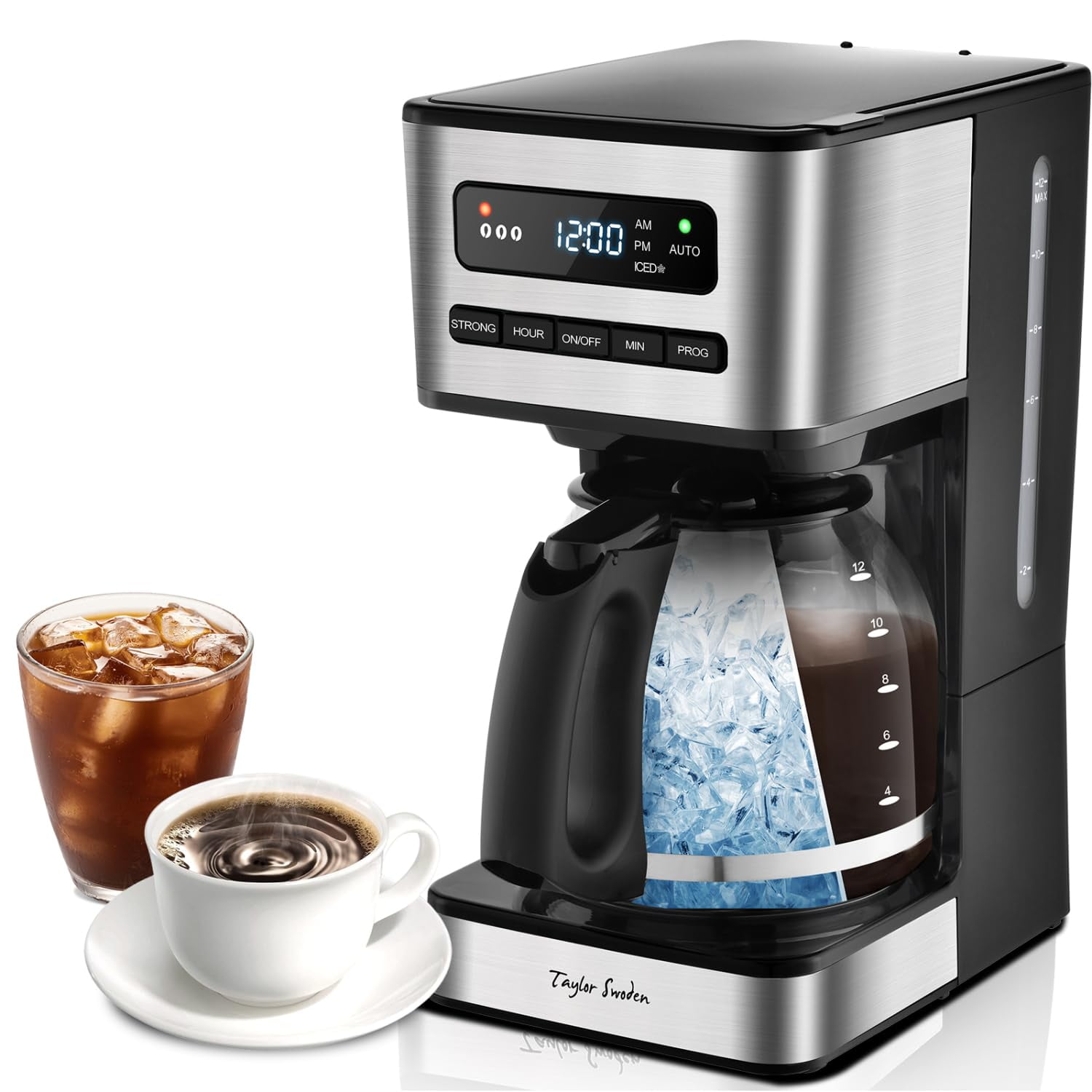 Taylor Swoden Programmable Coffee Makers 12 Cup, Hot Coffee Maker, 4 ...