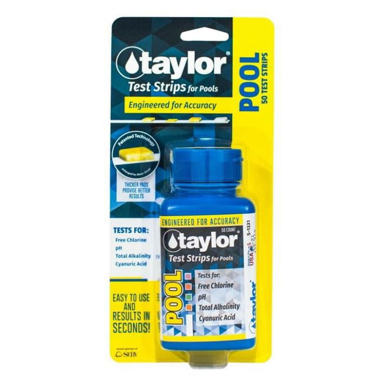 Taylor Technologies Pool Test Strips for Free Chlorine, pH, Alkalinity ...