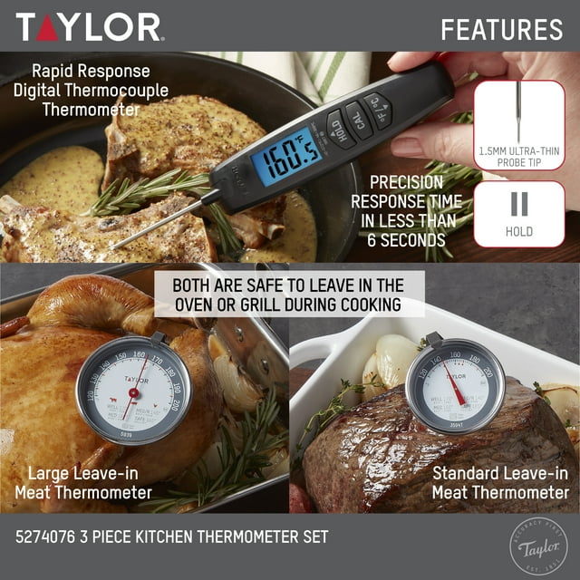 Taylor Thermometer 3Pc Set Includes 1 Super Fast Digital Thermometer ...