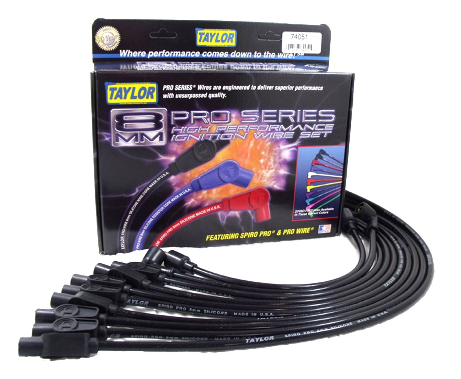 Taylor Wire / Vertex 74051 TAY74051 8MM SPIRO-PRO CUSTOM 8 CYL BLACK ...