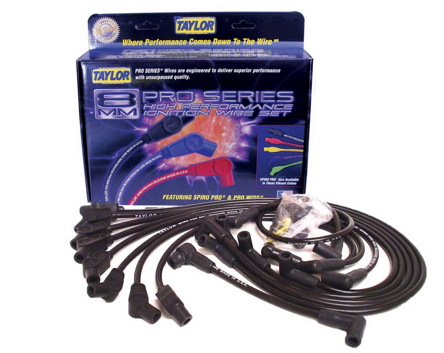 Taylor Wire / Vertex 74058 TAY74058 8MM SPIRO-PRO CUSTOM 8 CYL BLACK ...