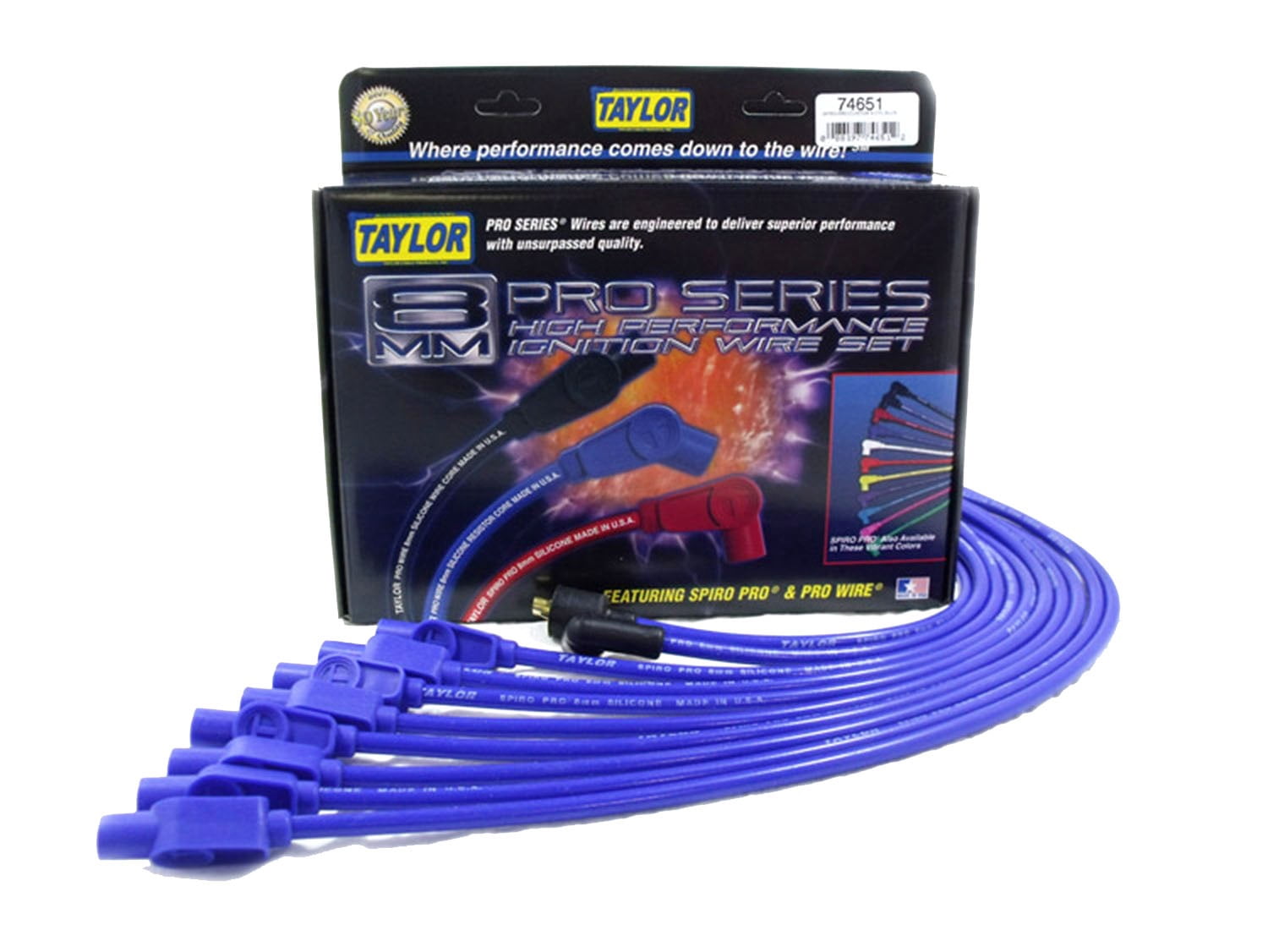 Taylor Wire / Vertex 74651 TAY74651 8MM SPIRO-PRO CUSTOM 8 CYL BLUE ...