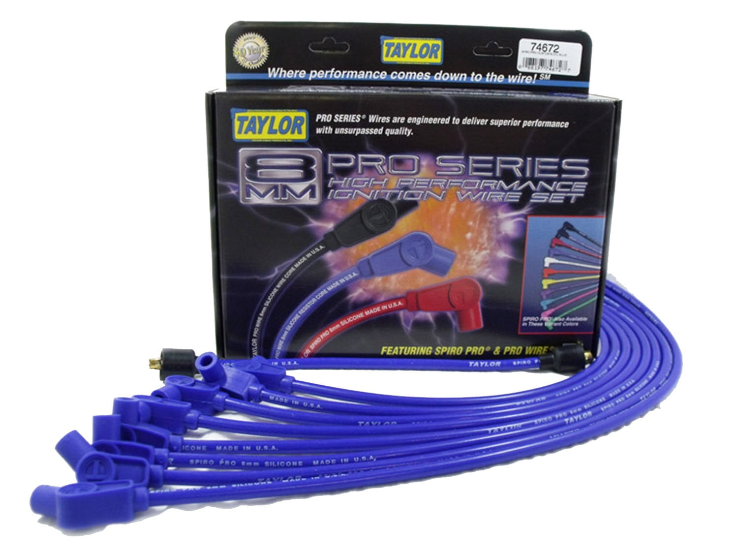 Taylor Wire / Vertex 74672 TAY74672 8MM SPIRO-PRO CUSTOM 8 CYL BLUE ...
