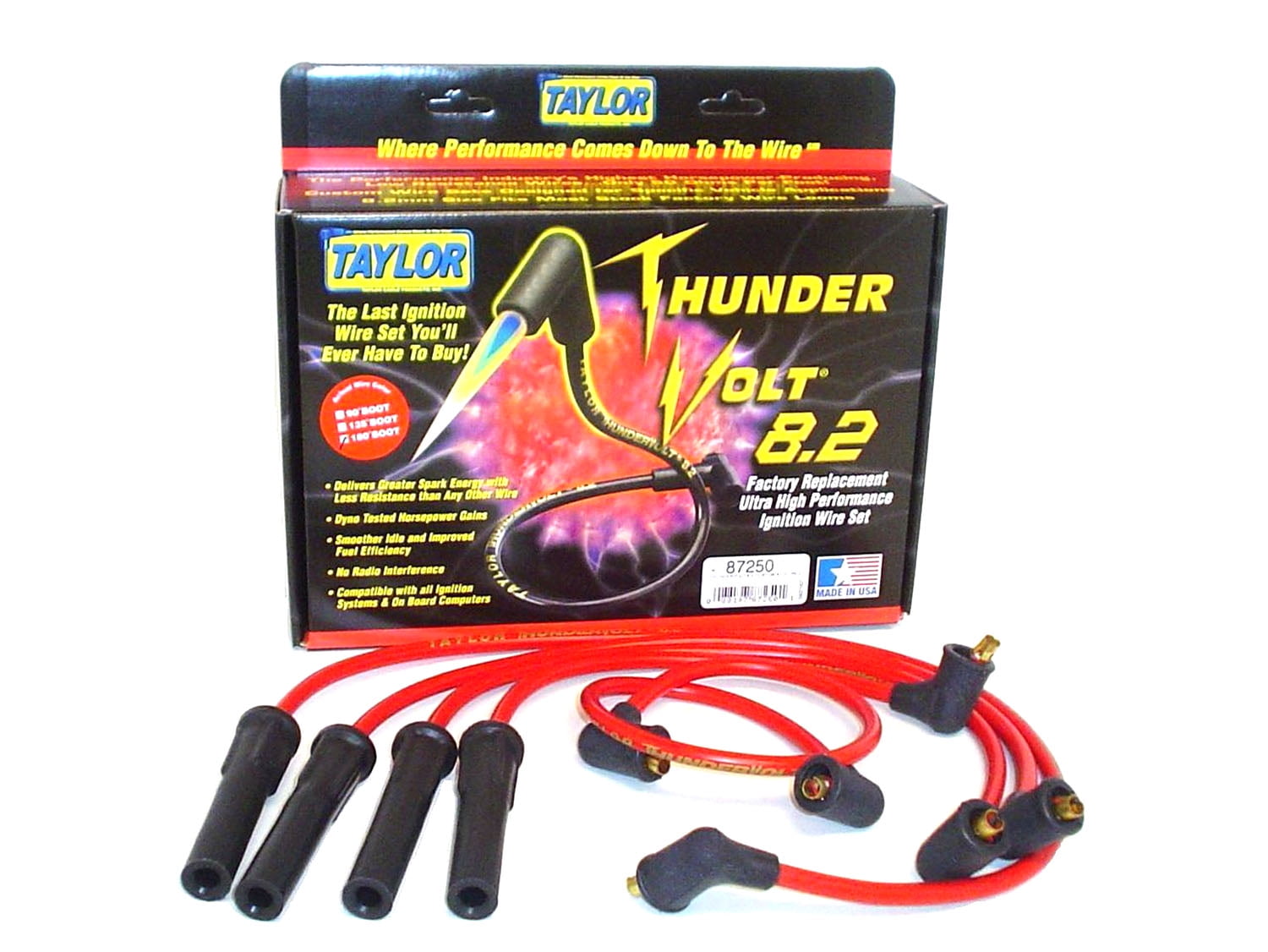 Taylor Wire / Vertex 87250 TAY87250 THUNDERVOLT 8.2 CUSTOM 4 CYL RED ...