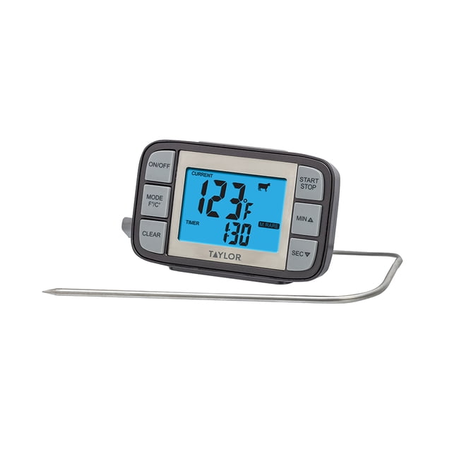 Taylor Wired Probe Thermometer with Bright Blue Backlight and USDA ...