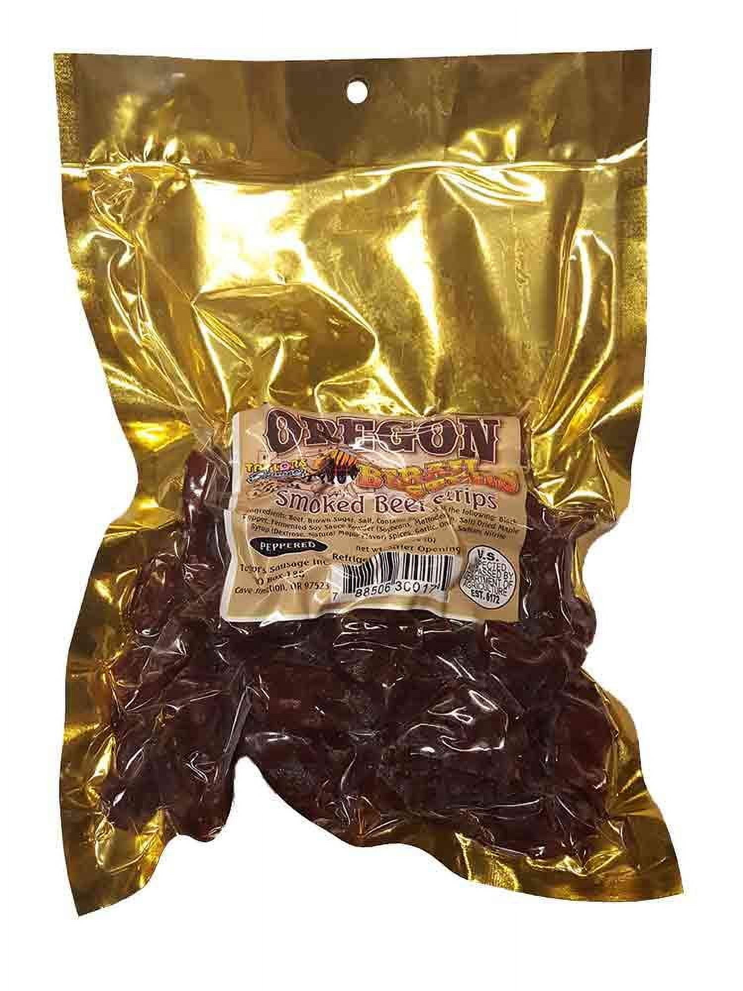 Taylor's Sausage 16 oz MZF22 Beef Jerky Strips Trailbusters Peppered ...