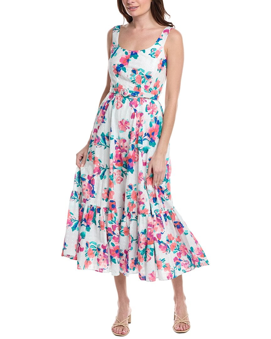 Taylor womens Belted Eyelet Midi Dress, 14, White - Walmart.com