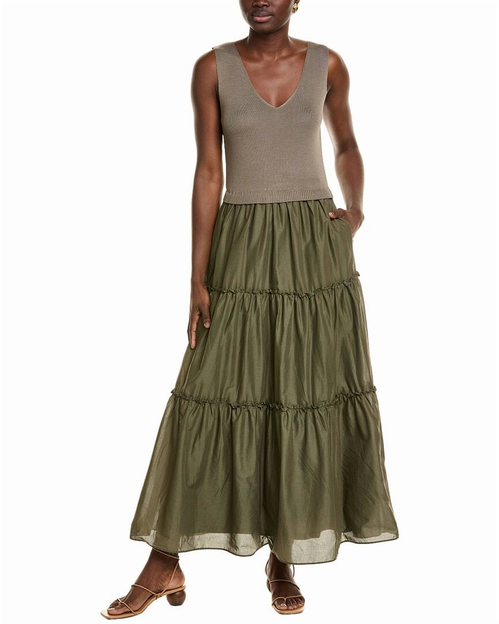 Taylor womens Mixed Media Maxi Dress, l, Green - Walmart.com