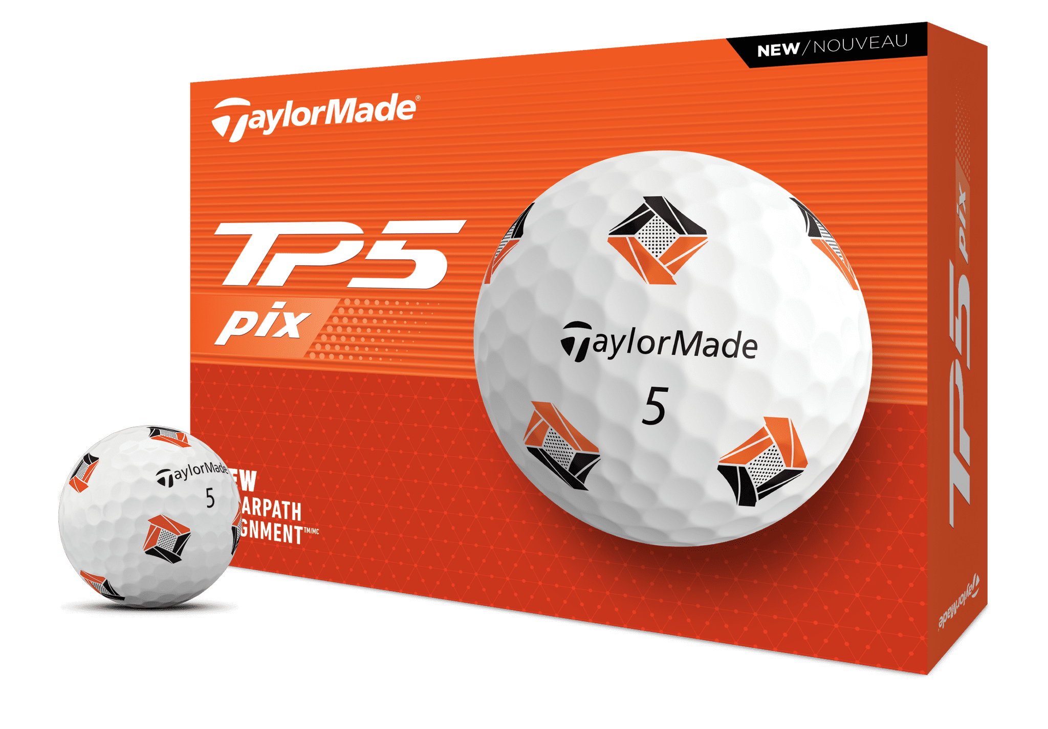 TaylorMade TP5 Pix Golf Balls with Innovative 5-Layer Design for Exceptional Performance ...
