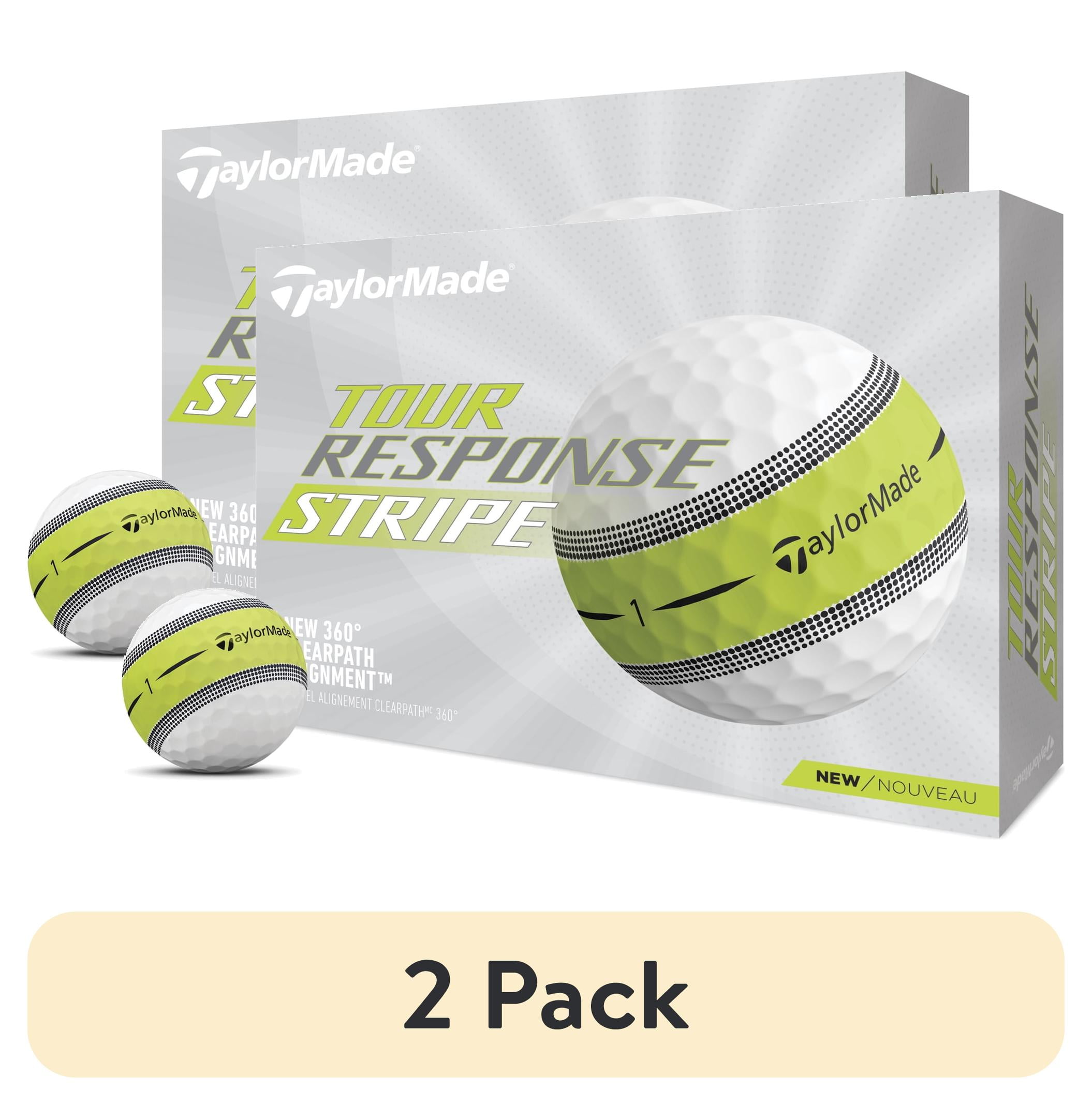 (2 pack) TaylorMade Tour Response Stripe Golf Balls, 12 Pack, White ...