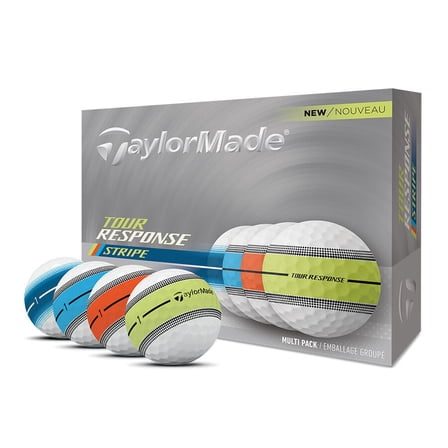 TaylorMade Tour Response Stripe Practice Golf Balls 24-Ball Assorted ...
