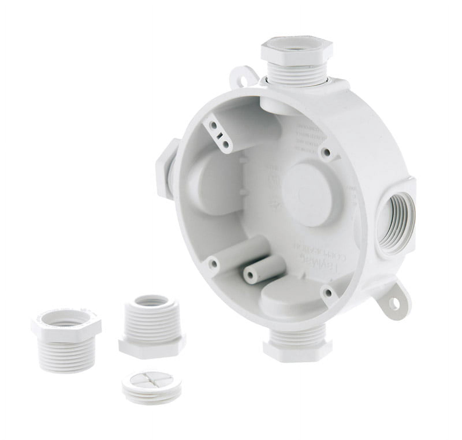 Taymac 4.27 in. Round Plastic 1 gang Outlet Box White - Walmart.com
