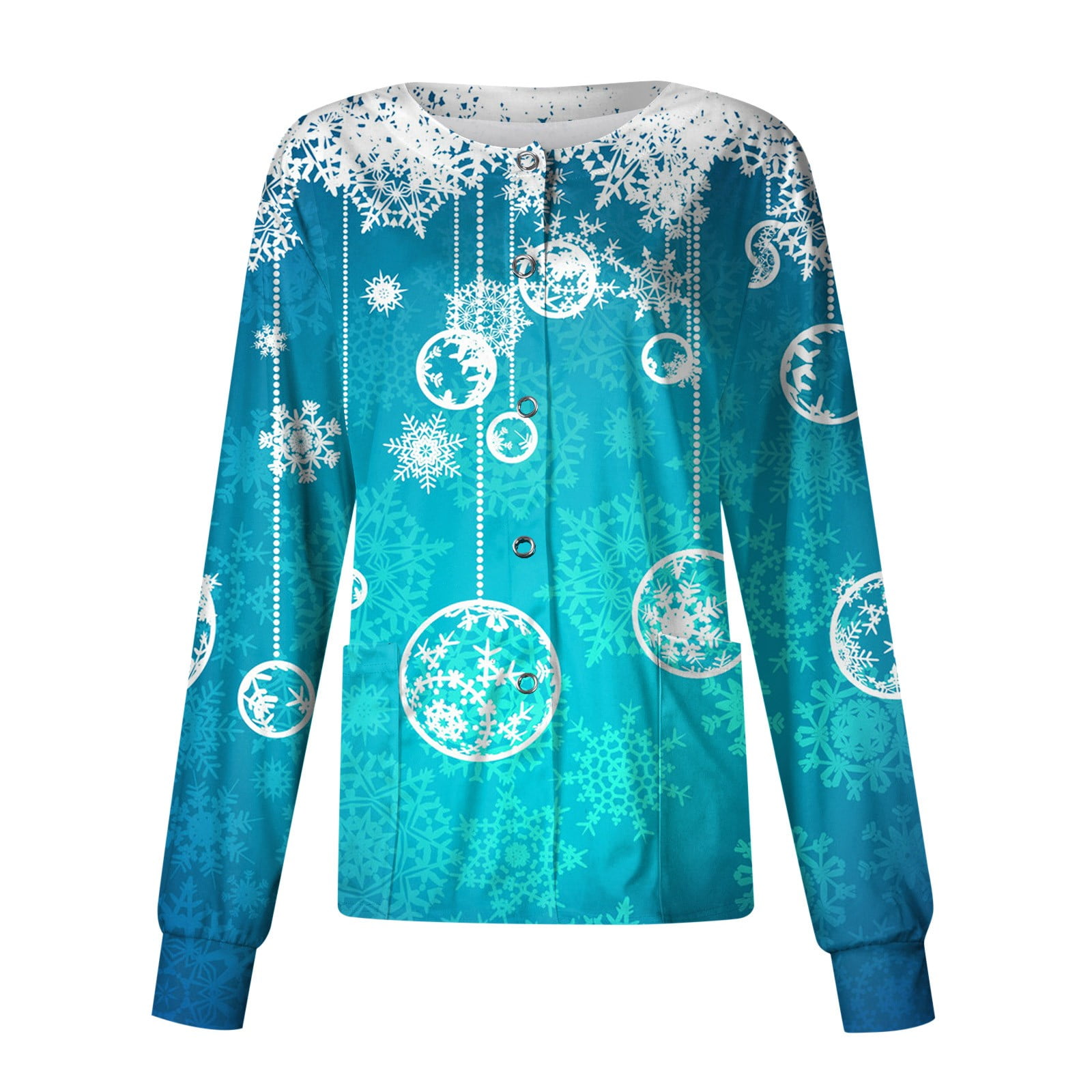 Taymeis Christmas Scrub Jackets for Women Clearance Lovely Snowflake ...