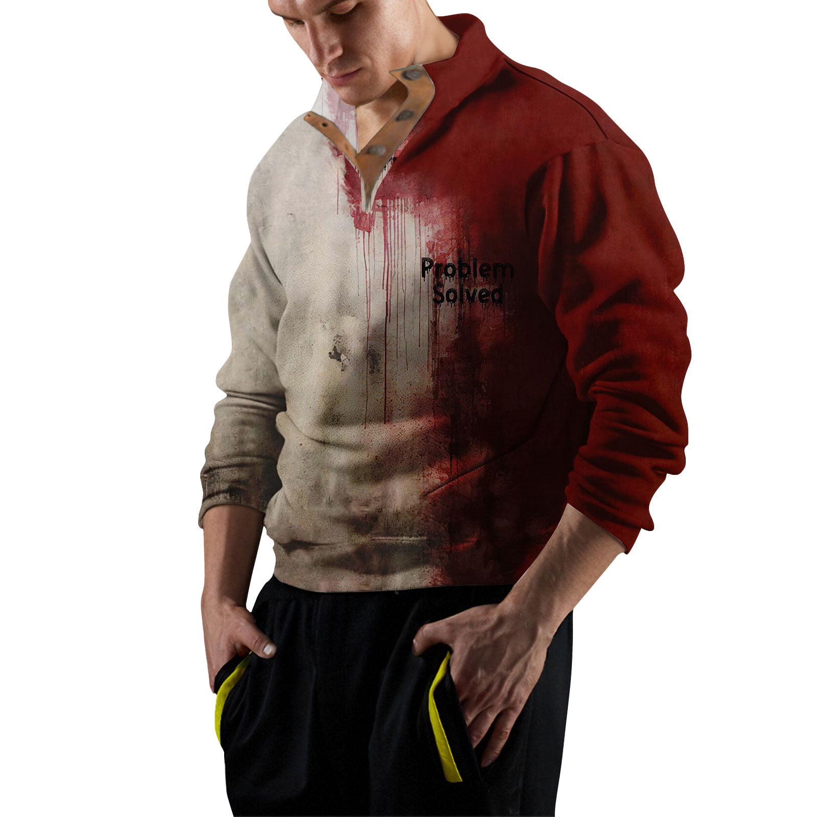 Taymeis Halloween Mens Sweatshirt Casual Mock Neck Long Sleeve Pullover ... Taymeis Halloween Mens Sweatshirt Casual Mock Neck Long Sleeve Pullover ...