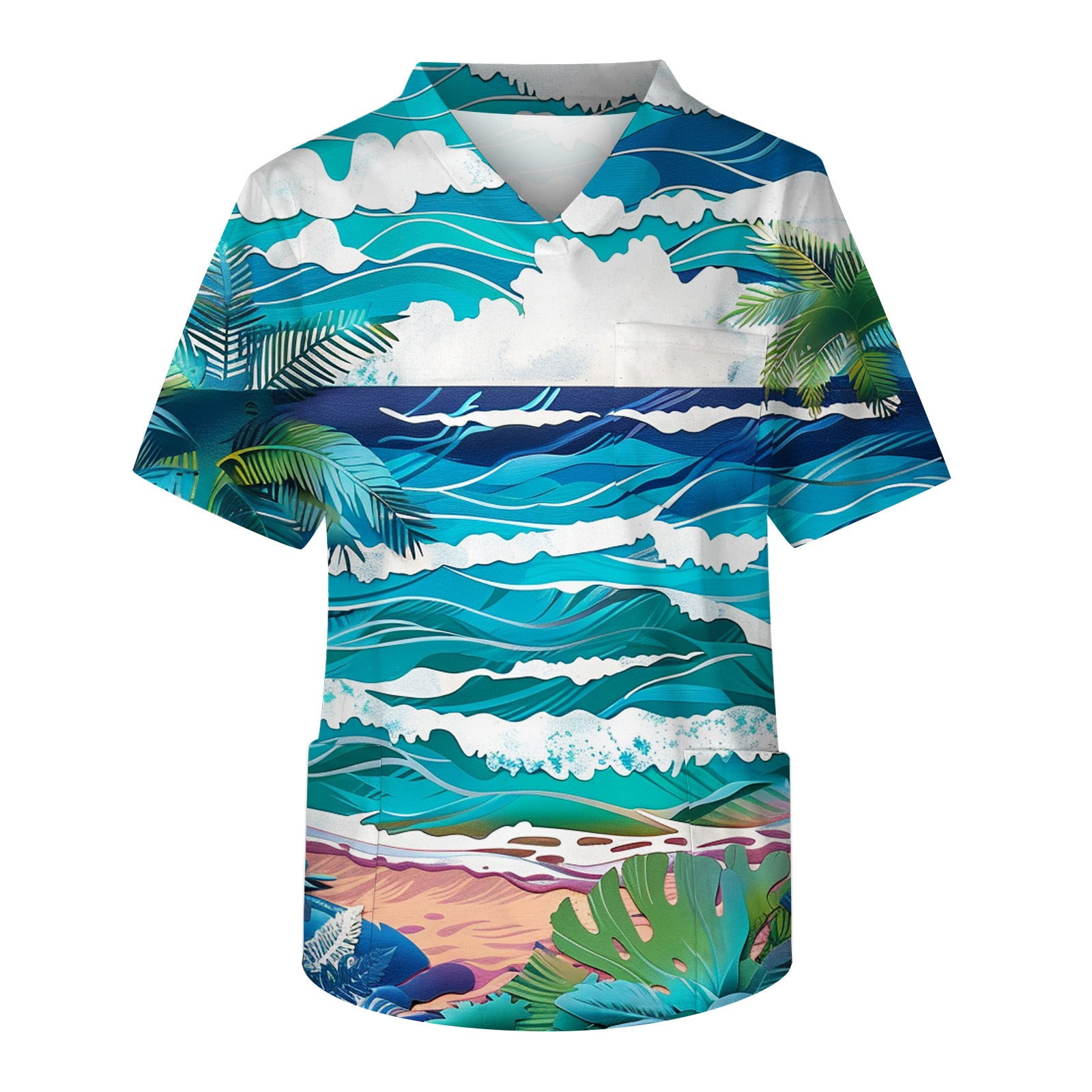 Taymeis Hawaiian Scrub Tops for Men Tropical Beach Nurses Uniforms 2024 ...