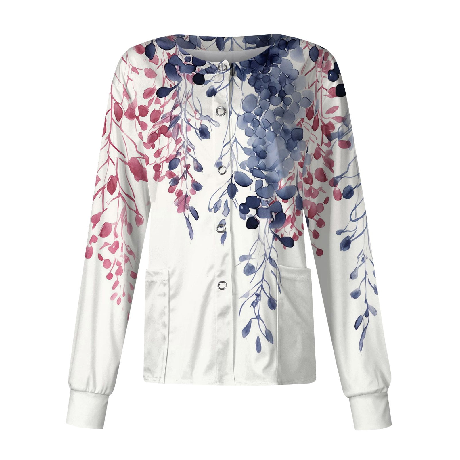 Taymeis Scrub Jackets for Woman Floral Printed Working Nurse Uniforms ...