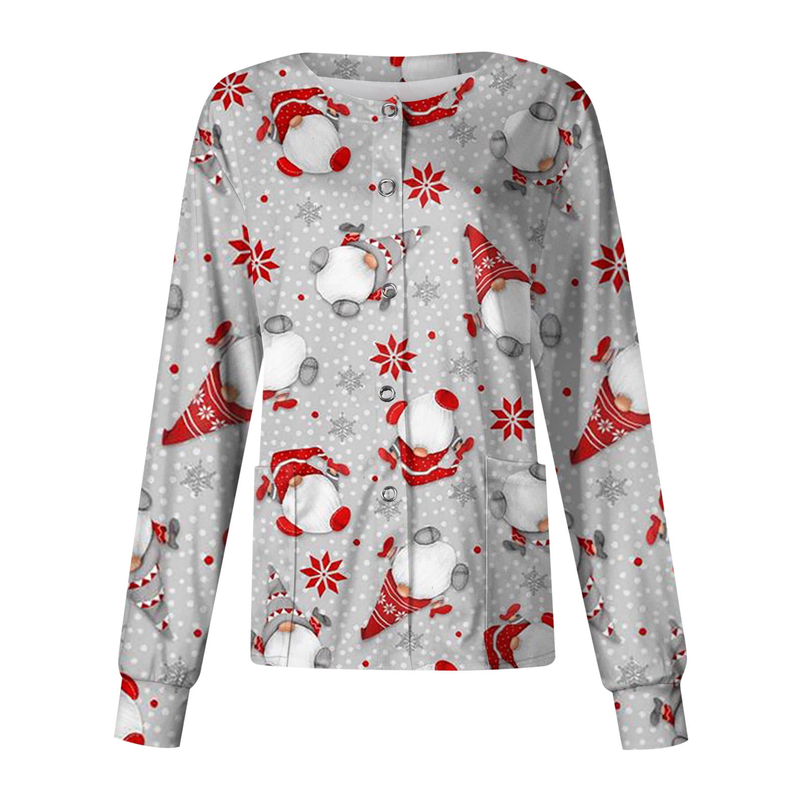 Taymeis Scrub Jackets for Women Clearance Lovely Christmas Gnome ...