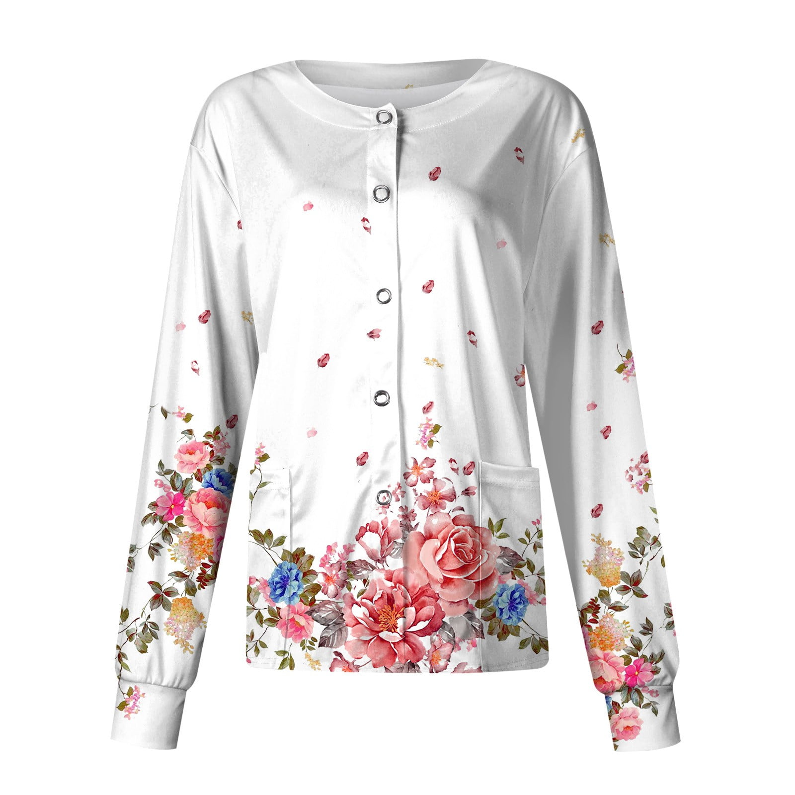 Taymeis Scrub Jackets for Women Long Sleeve Nursing Working Uniform ...