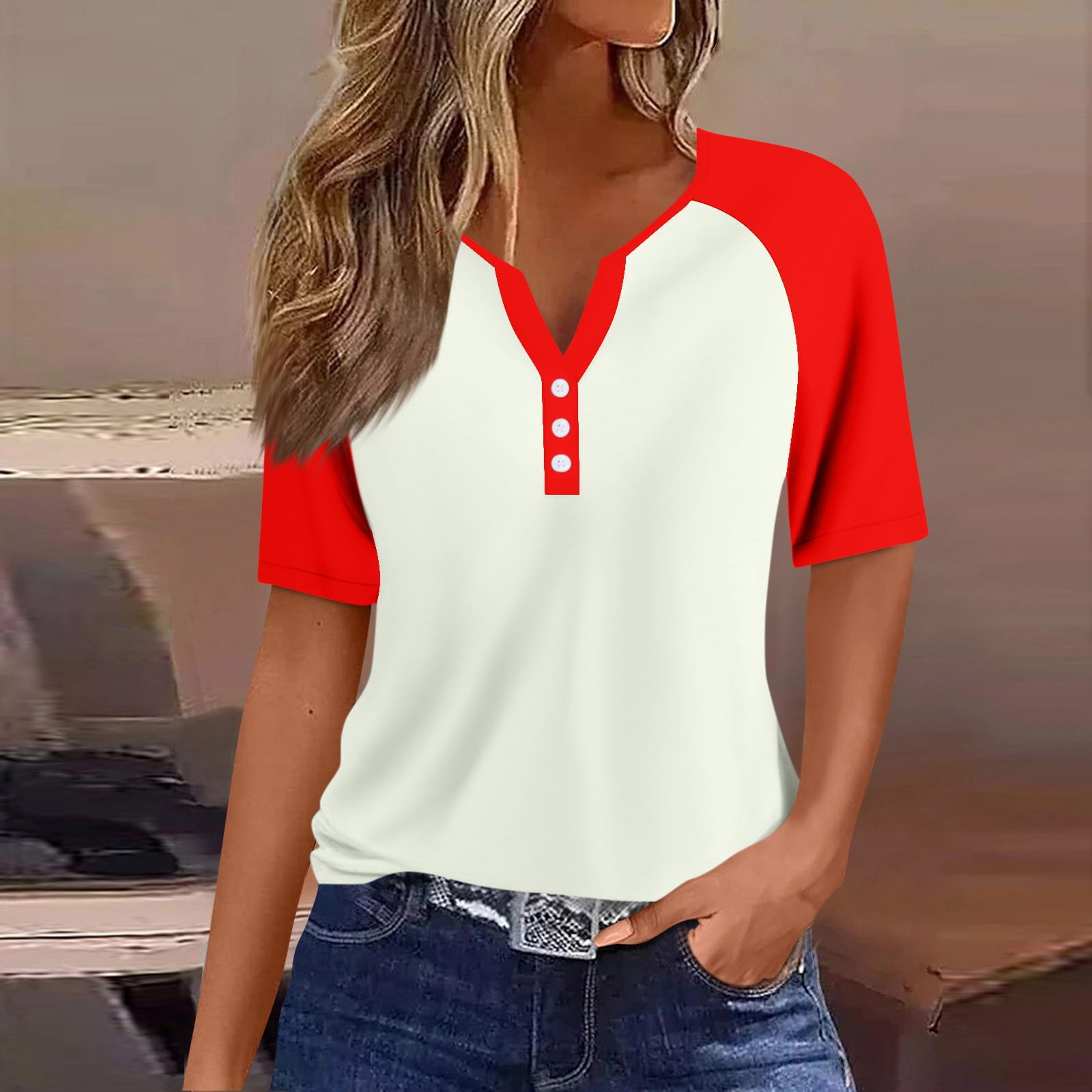 Taymeis Sexy Tops For Women Cute Henley Button Down Womens Graphic T