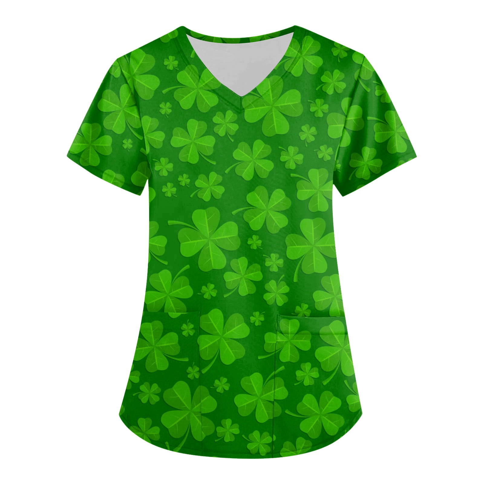 Taymeis St. Patrick's Day Scrub Tops Women Irish Shamrock Clover Print ...