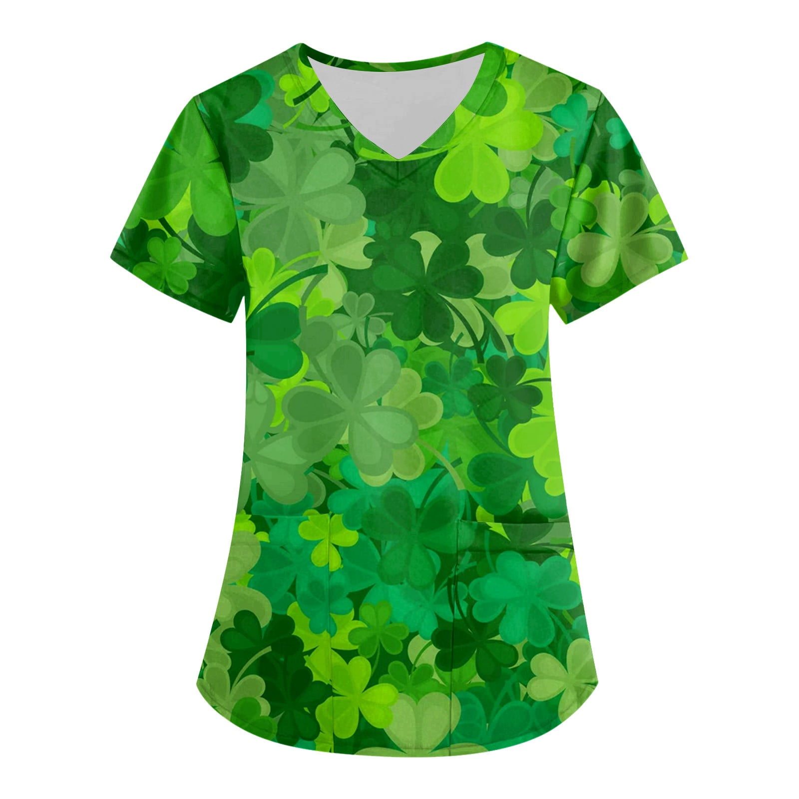 Taymeis St. Patrick's Day Scrubs Tops for Women Lucky Clover Print Tops ...