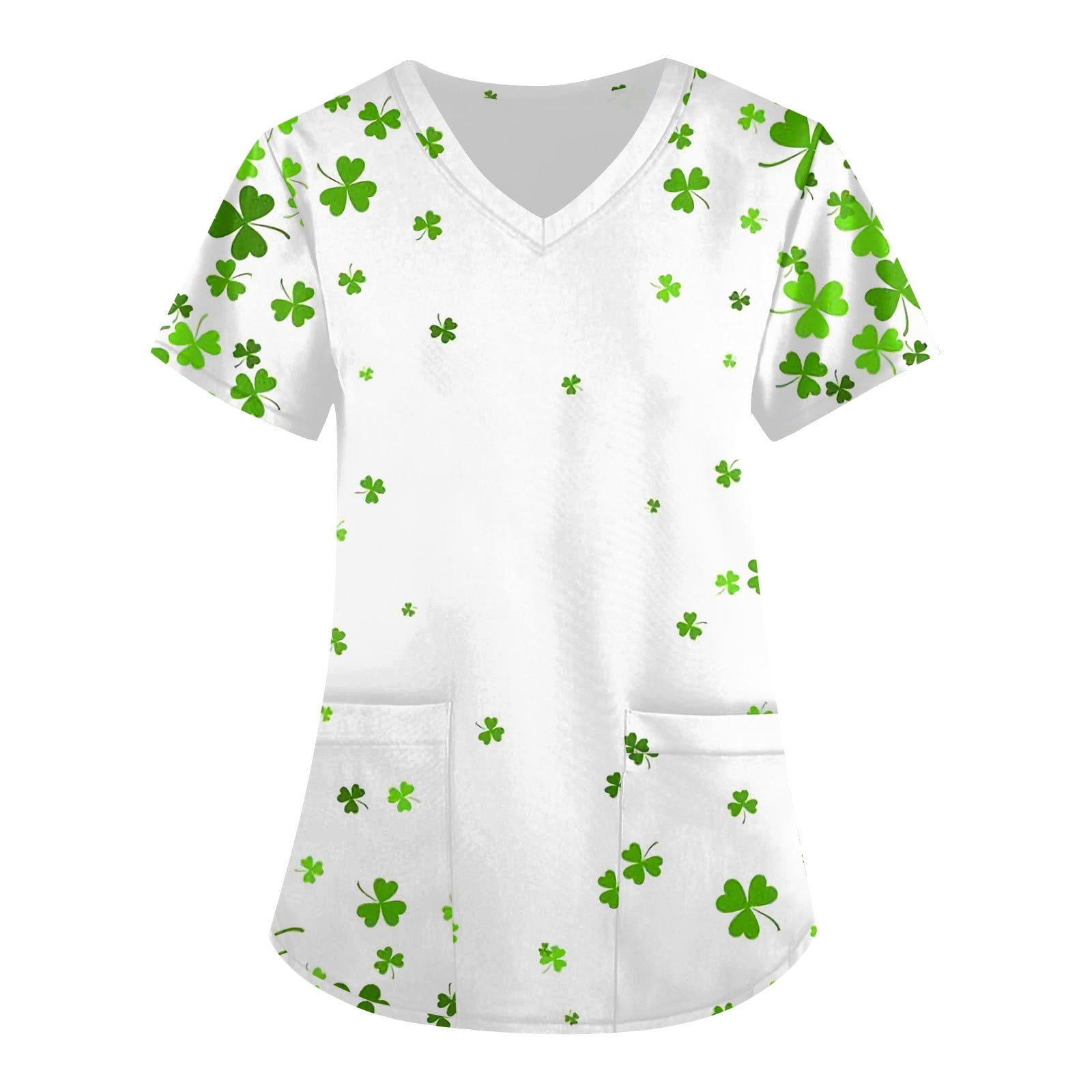 Taymeis St. Patrick's Day Scrubs Tops for Women Lucky Clover Print Tops ...