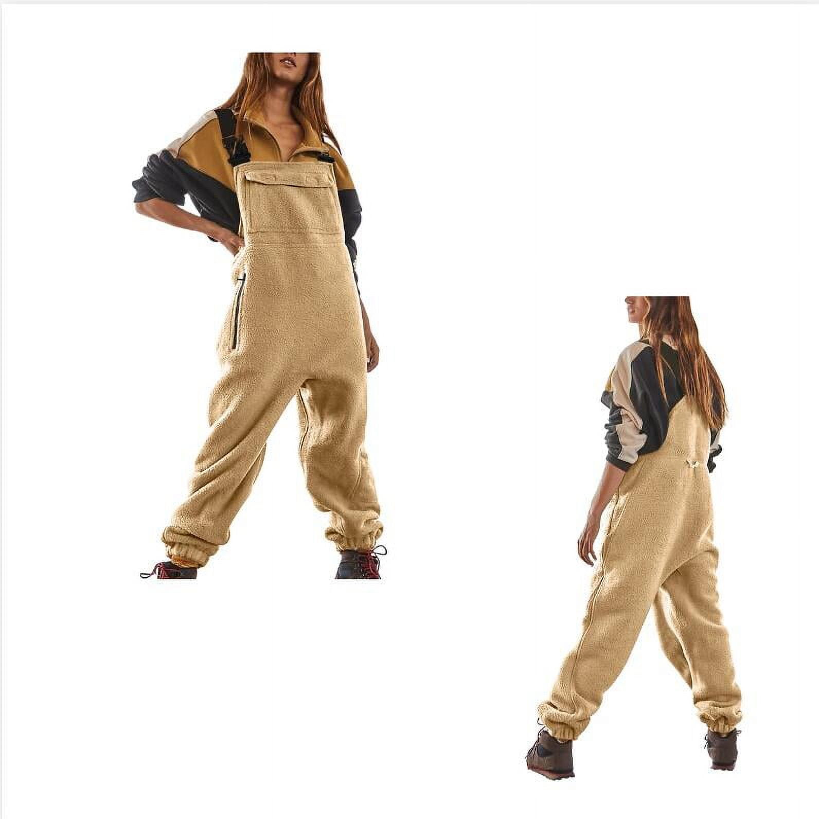 Taymeis Womens Fleece Overalls One-piece Bibs Jumpsuits Adjustable ...