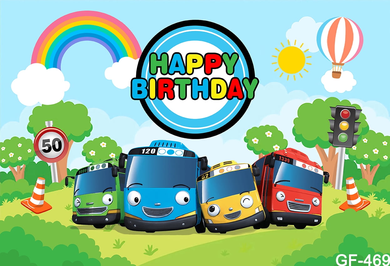 Tayo Little Bus Photo Backdrop Happy Birthday Shower Photography ...