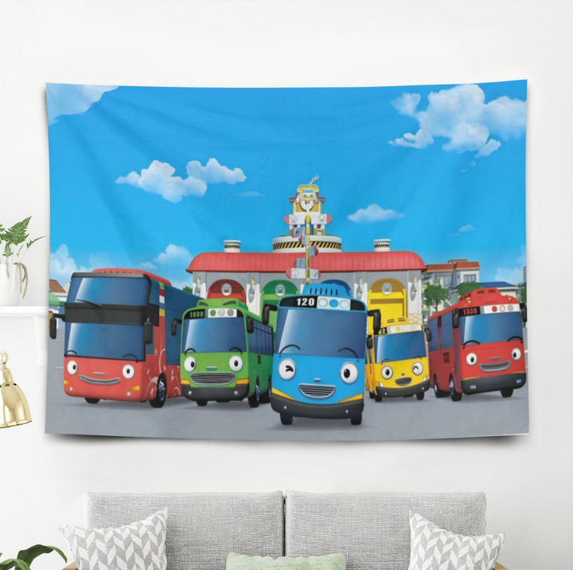 Tayo little bus Tapestry Gift Wall Hanging Backdrop for Room Bedroom ...