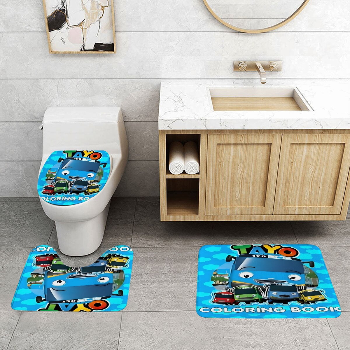 Tayo little bus floor mat and toilet set is durable, machine washable ...
