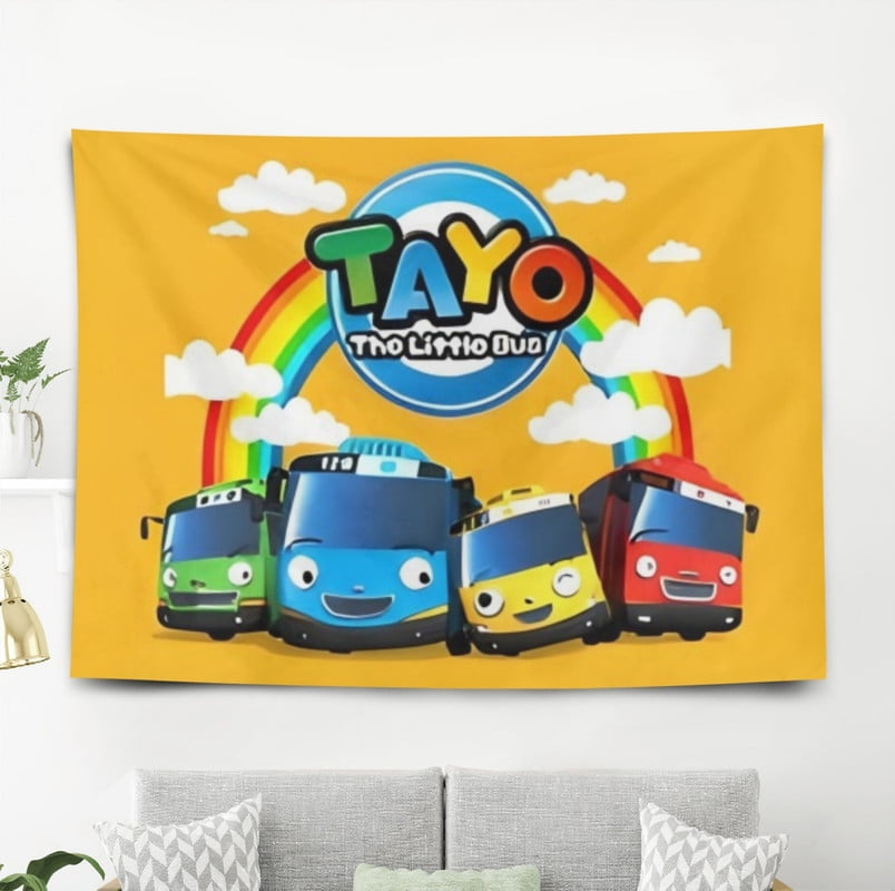 Tayo little bus pattern wall hanging 50*60 inches high-quality peach ...